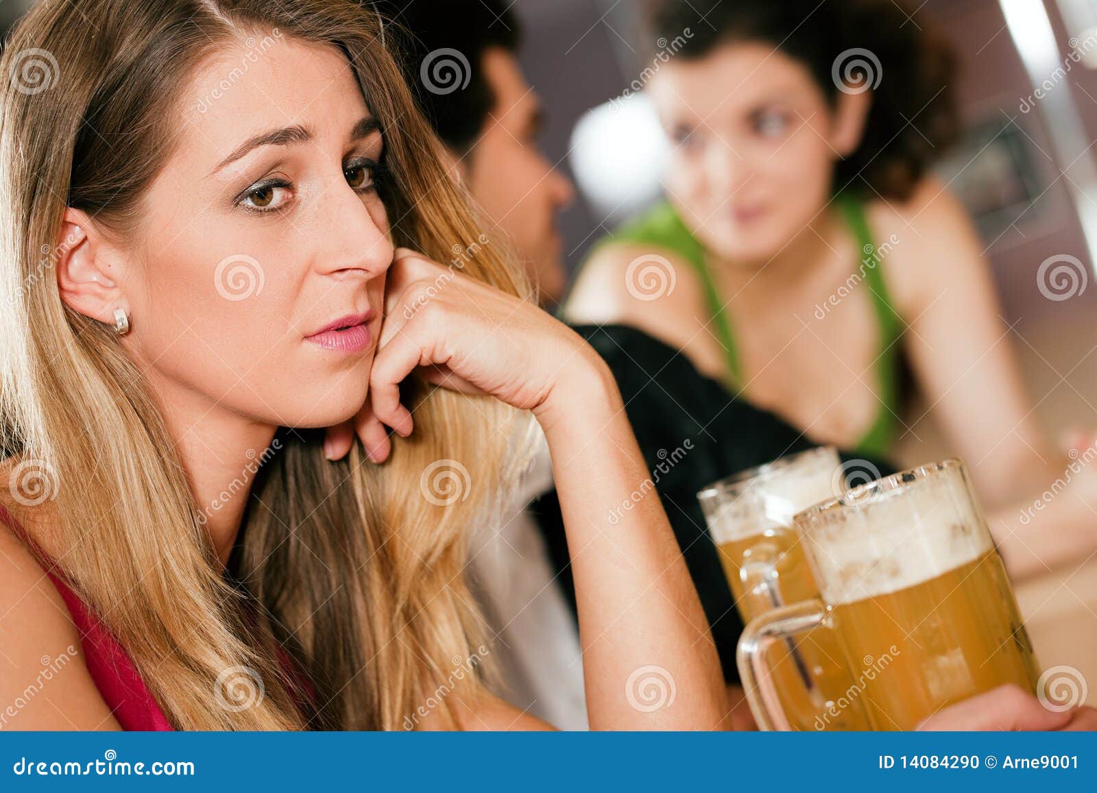 People in Bar, Woman Being Abandoned and Sad Stock Photo - Image of ...