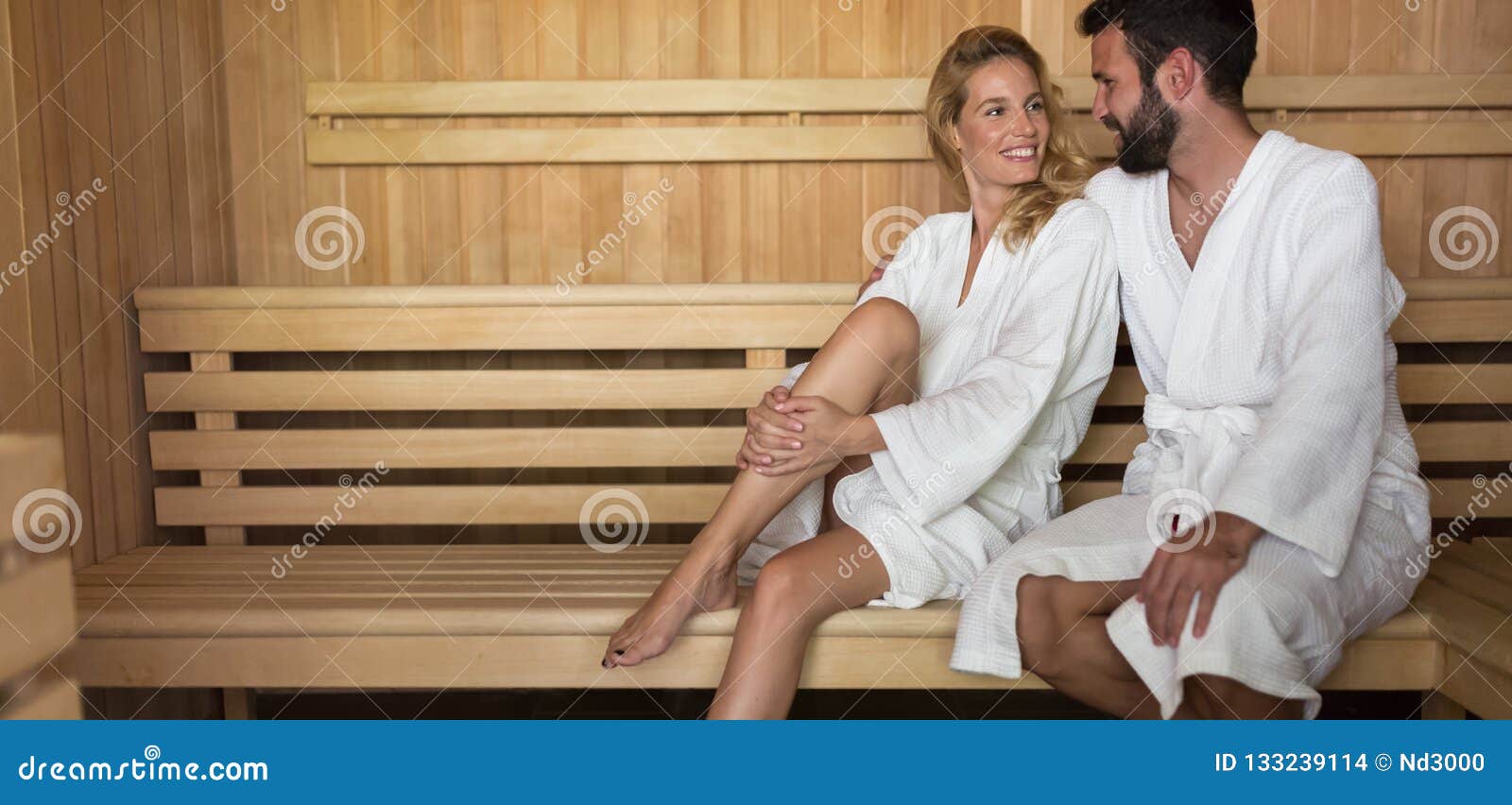People Using Sauna at Spa Resort Stock Photo - Image of love, resting ...