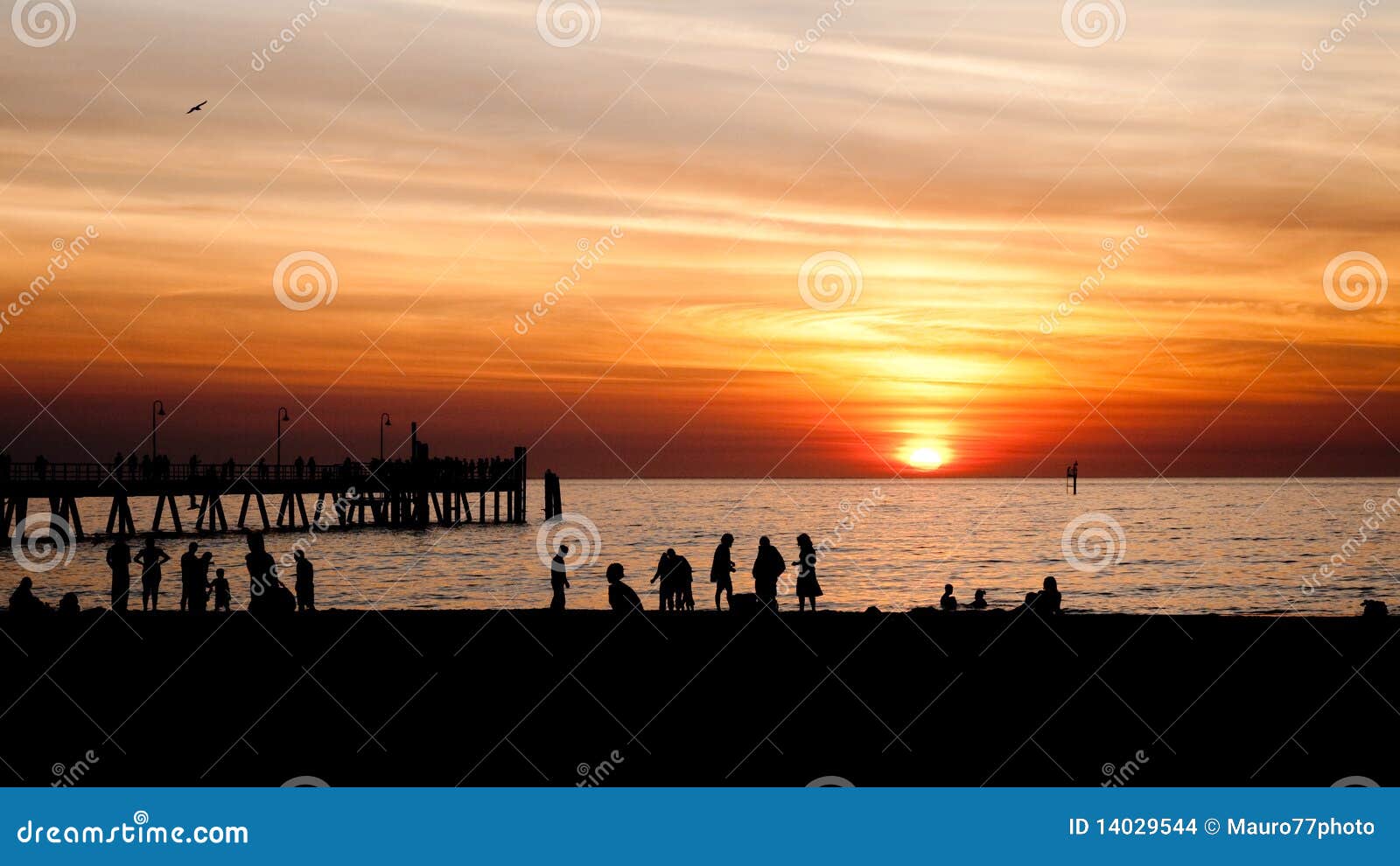 People on the Beach at Sunset Stock Photo - Image of silhouette, relax ...