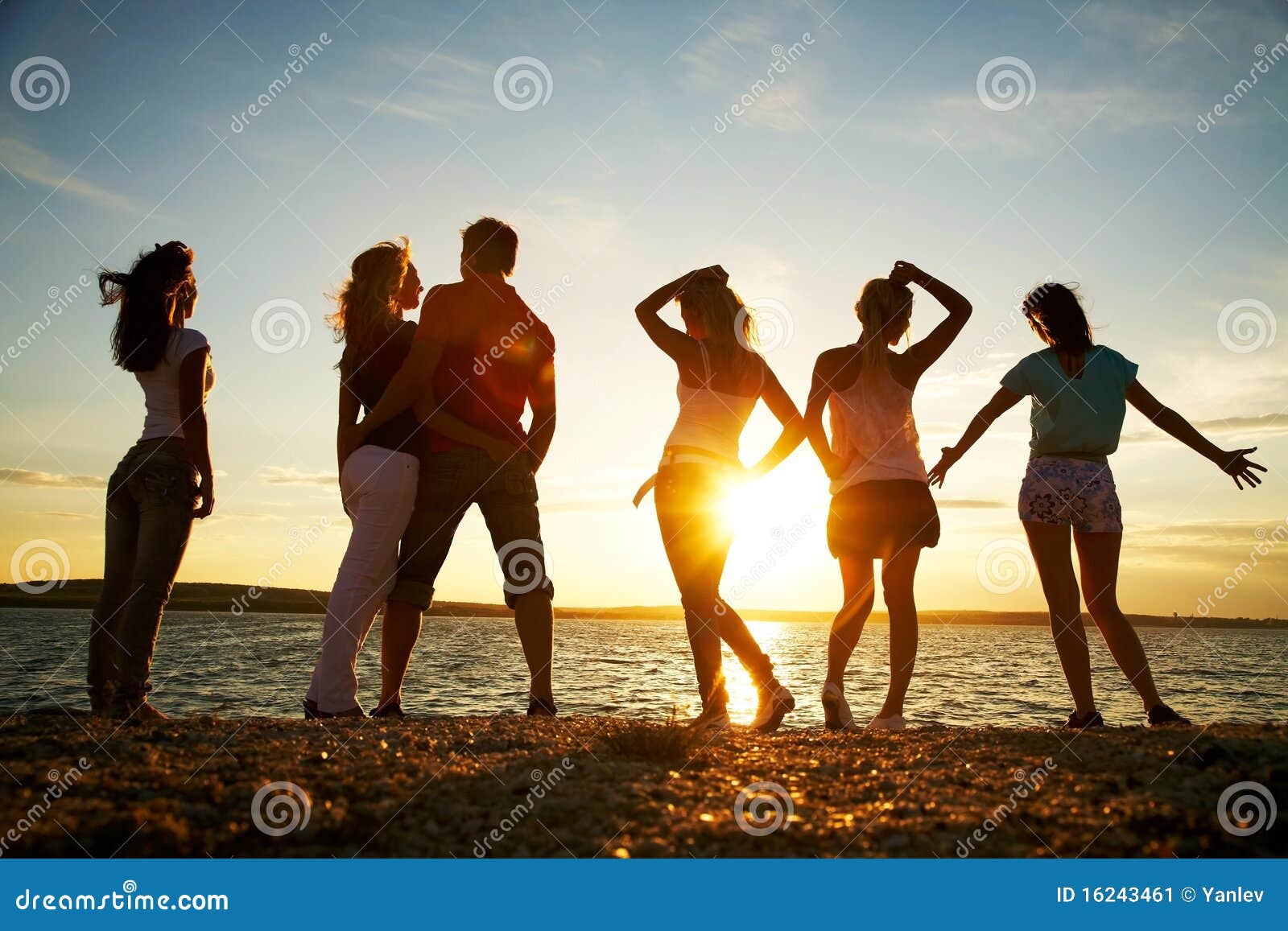 People on the Beach sunset stock image. Image of night - 16243461