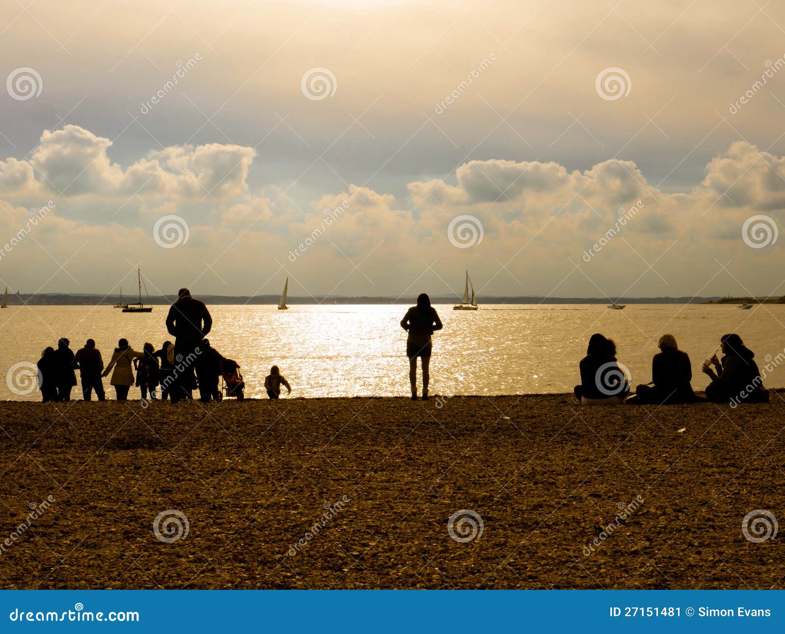 People on the Beach at Sunset Editorial Photo - Image of hampshire ...