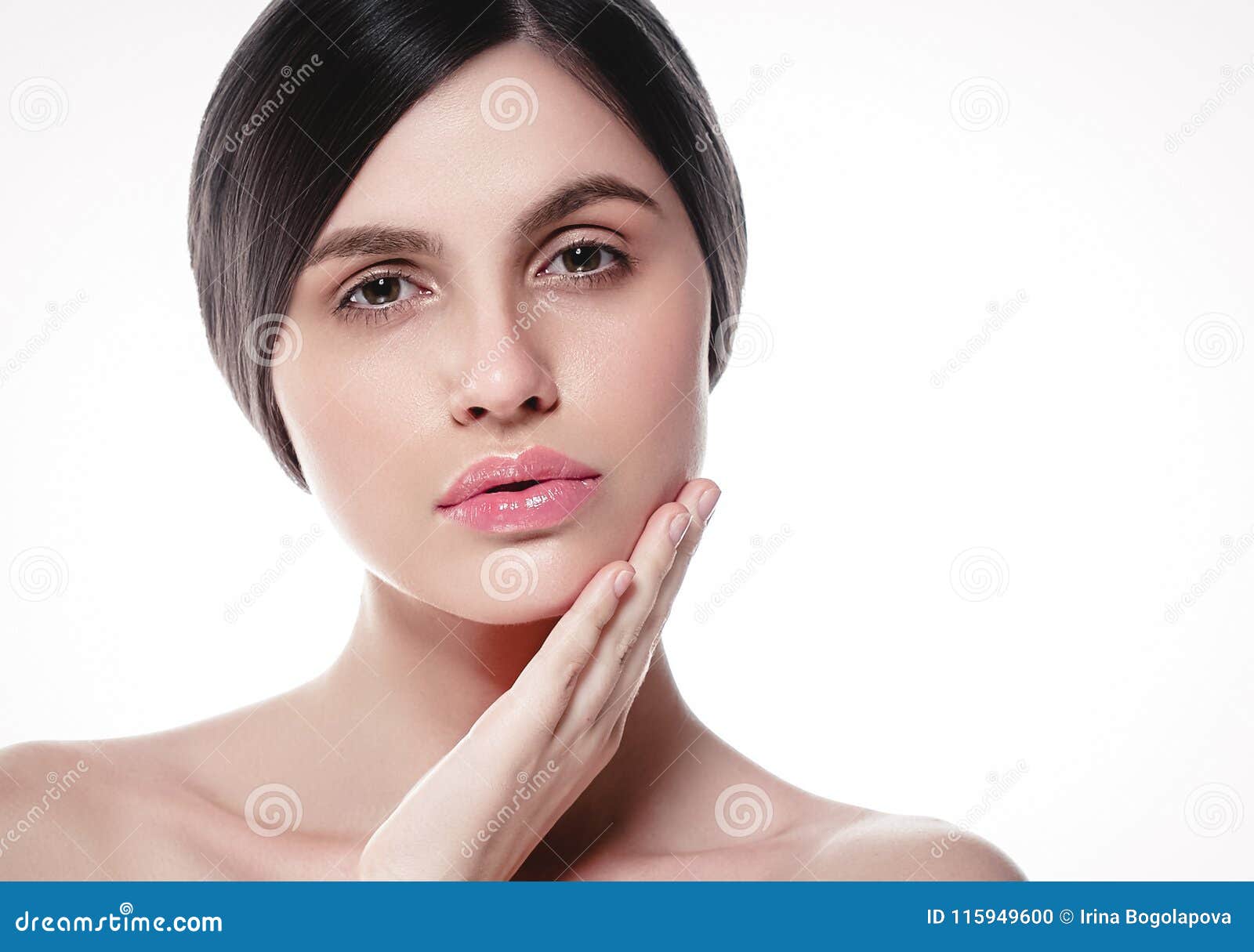 People Beauty Woman Face Portrait Beautiful Spa Model Girl Wit Stock