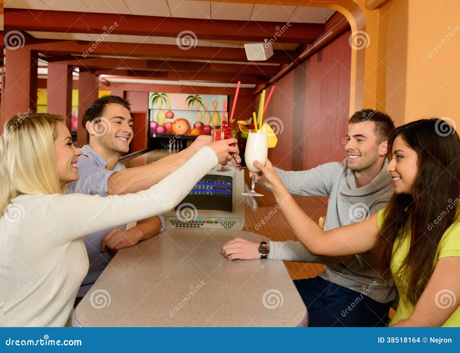 People Behind Table in Bowling Club Stock Photo - Image of lane, bowl ...