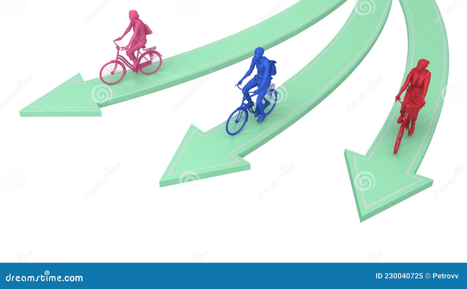 People on Bicycles Go in Different Directions Stock Illustration ...