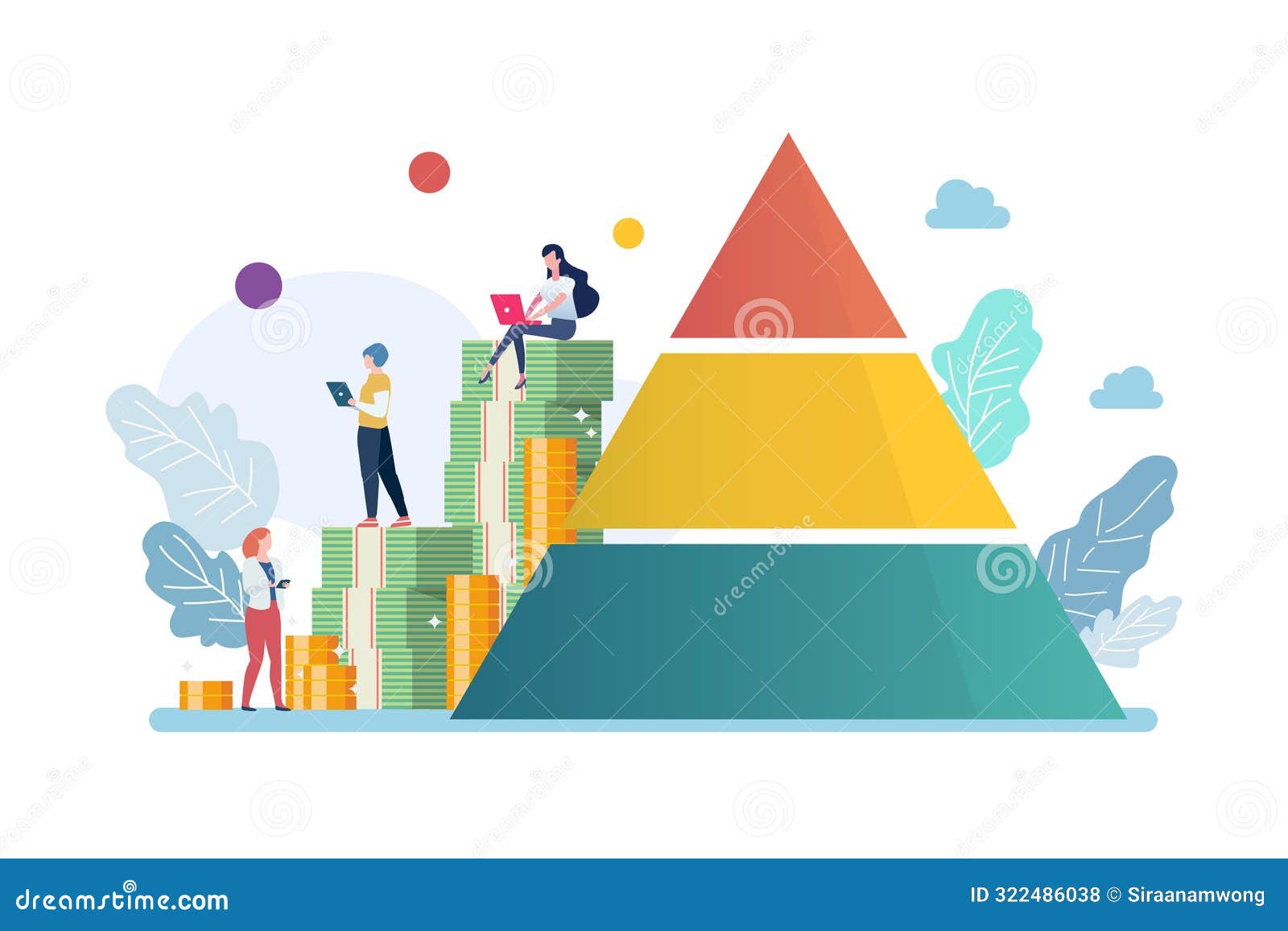 People with Big Money Mountain and Pyramid Chart Stock Vector ...