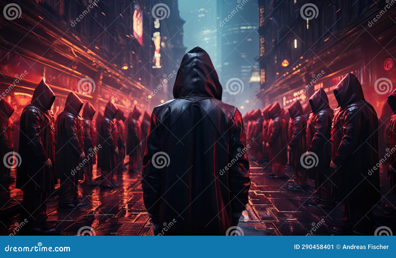 People in Black Hoods on the City Streets. Stock Image - Image of black ...