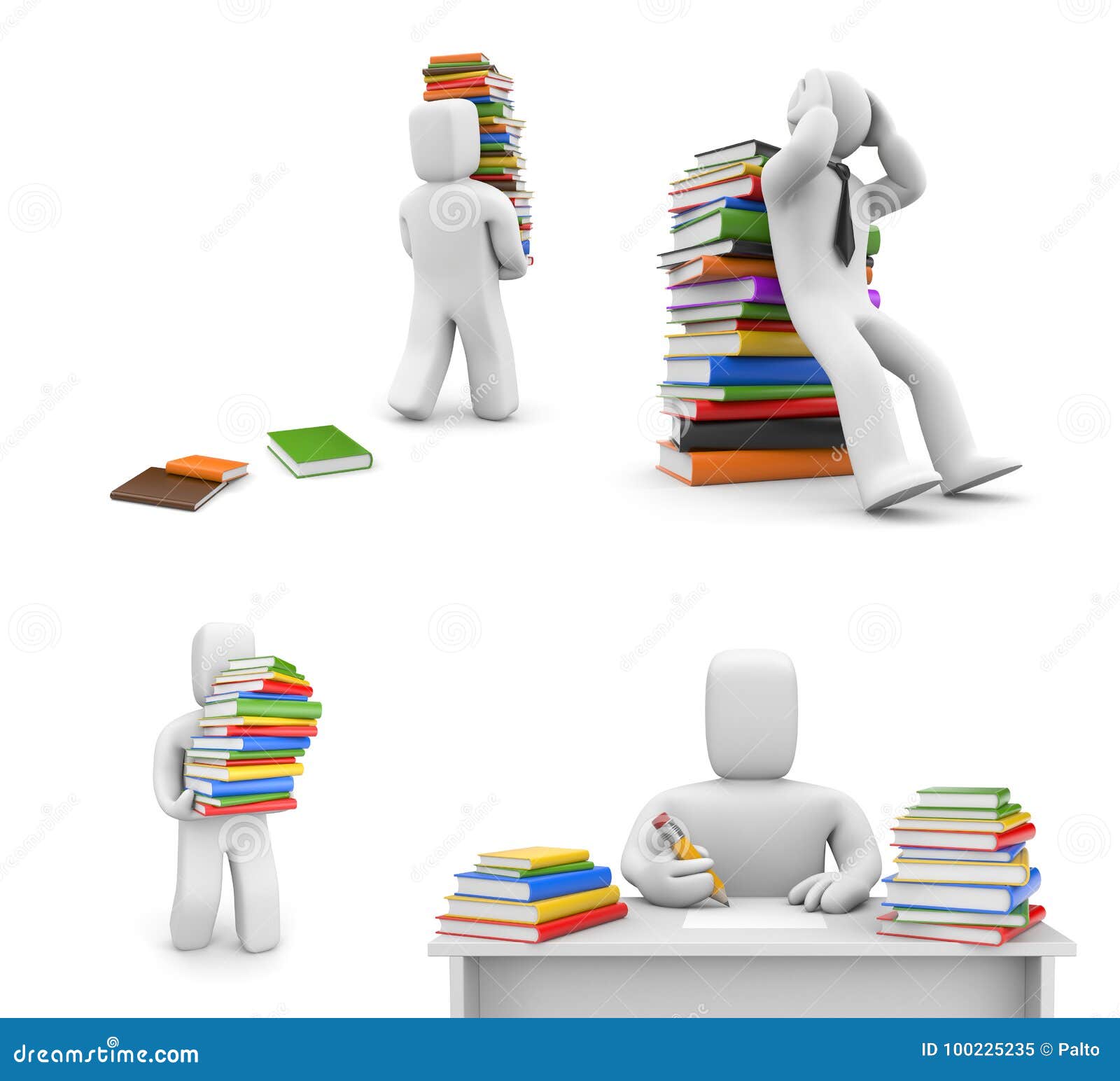 People and Books in Different Situations Stock Illustration ...
