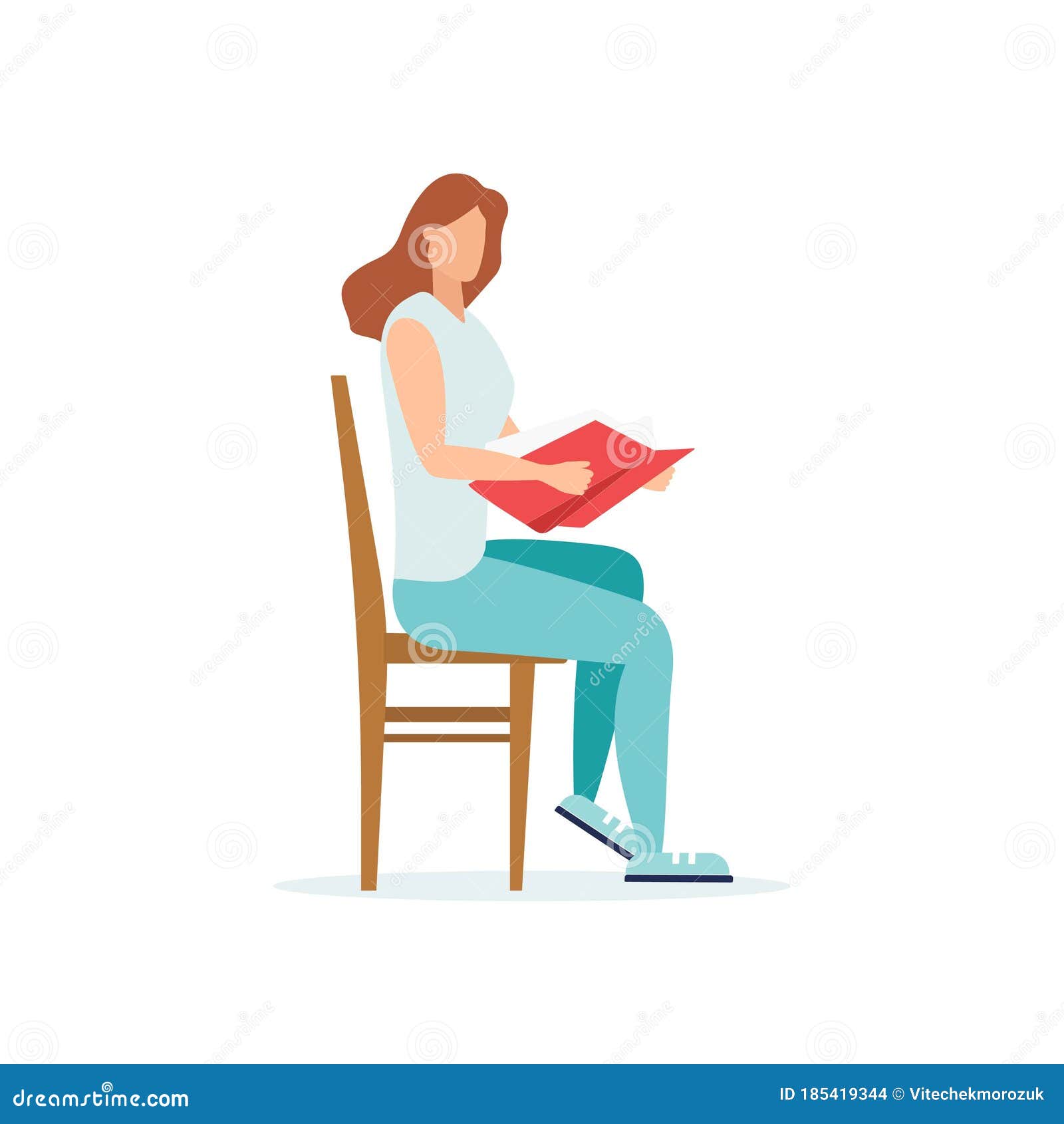 People with Books, on Books, Flat Style on a White Background, Vector ...