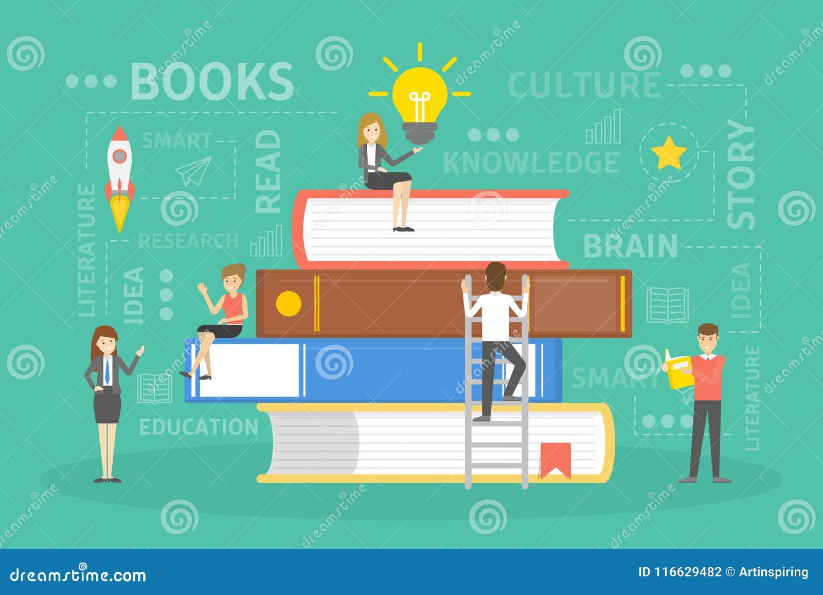 People on books. stock vector. Illustration of education - 116629482