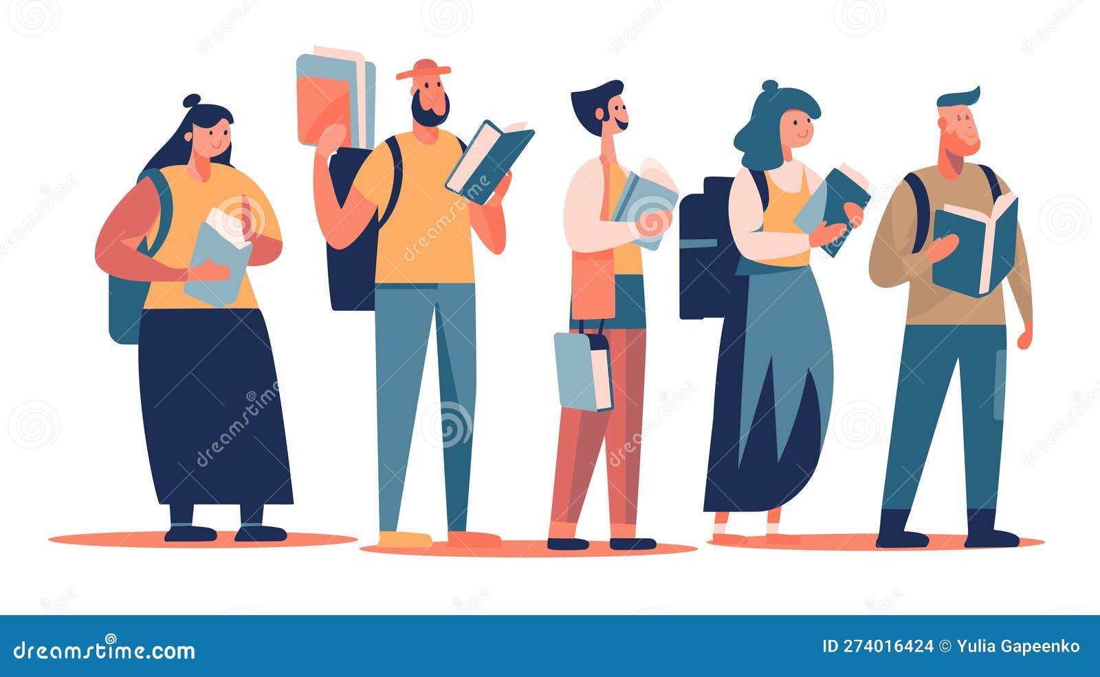 People with Books. Reading Concept. Vector Illustration. EPS10 Stock ...
