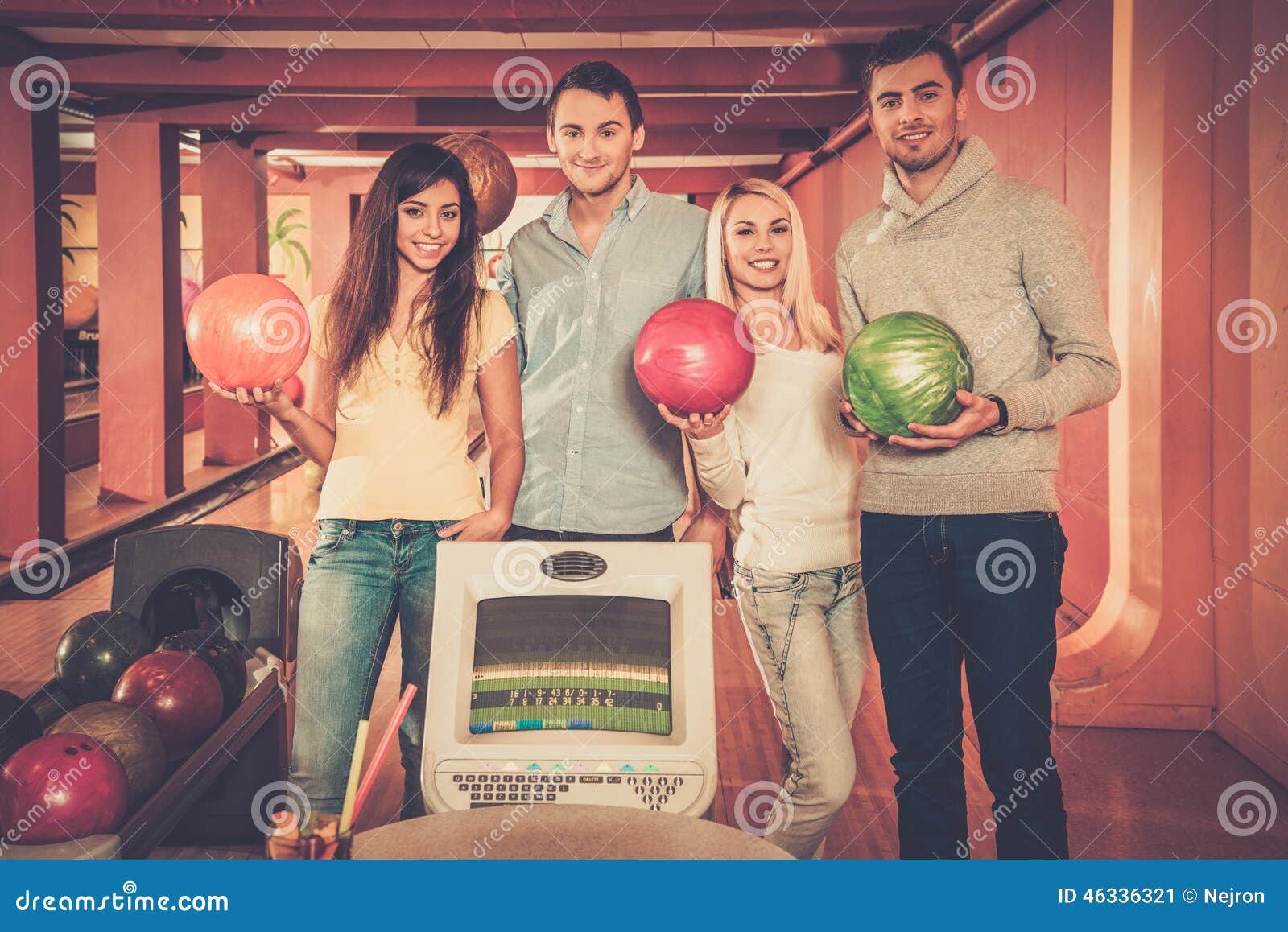 People in a bowling club stock image. Image of glass - 46336321