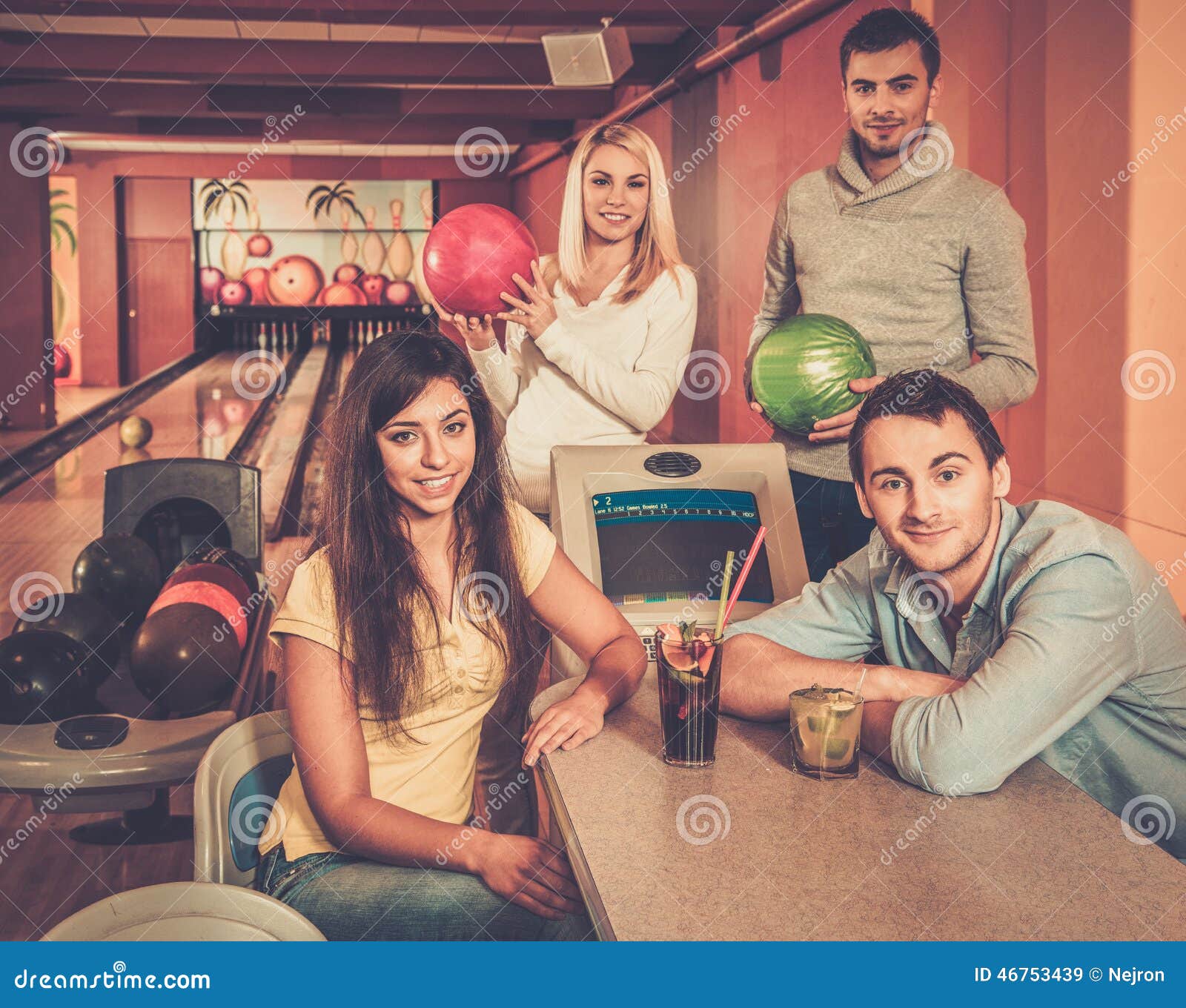 People in a bowling club stock image. Image of monitor - 46753439