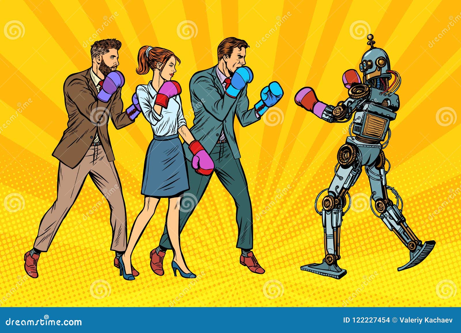 People Box with a Robot. Humanity and New Technologies Stock Vector ...