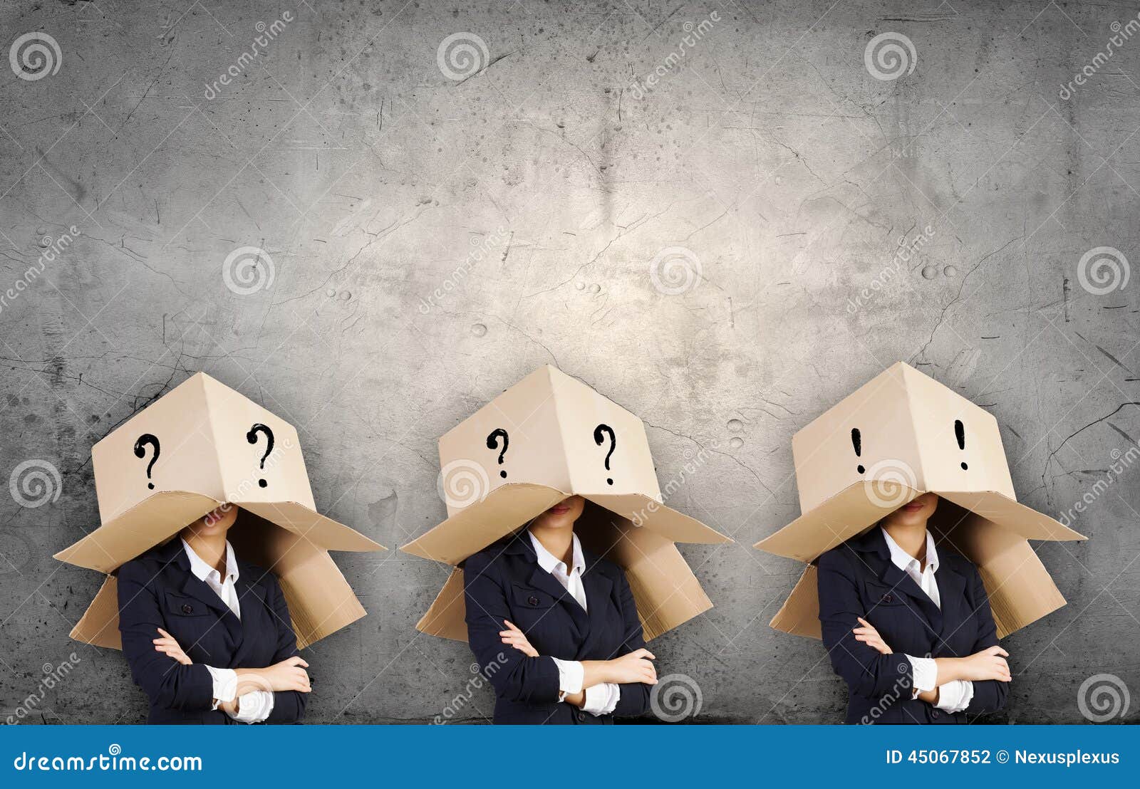 People with boxes on head stock photo. Image of creativity - 45067852