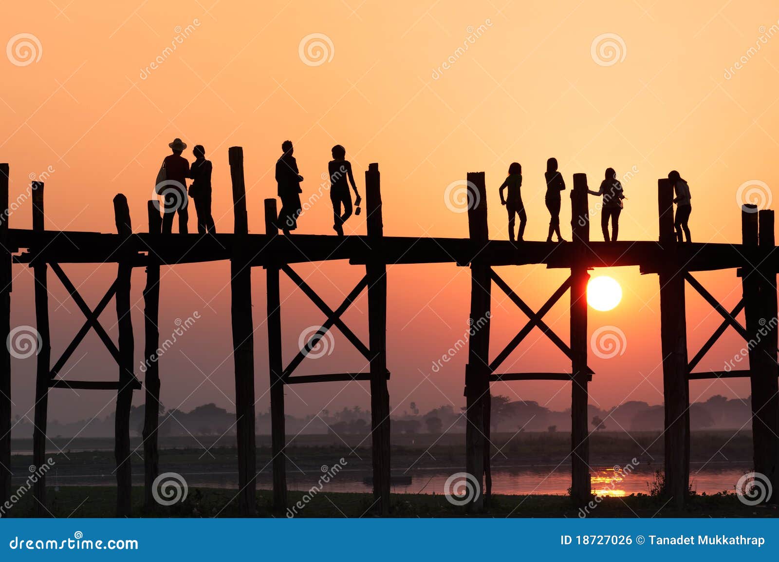 People on bridge stock photo. Image of wooden, mandalay - 18727026