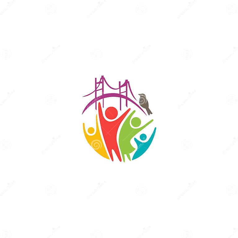 People bridge vector logo stock illustration. Illustration of ...