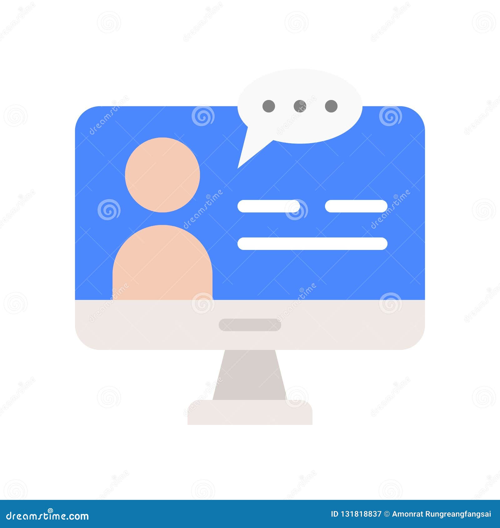 People and Bubble Chat on Computer Screen, Webinar Concept Stock Vector ...
