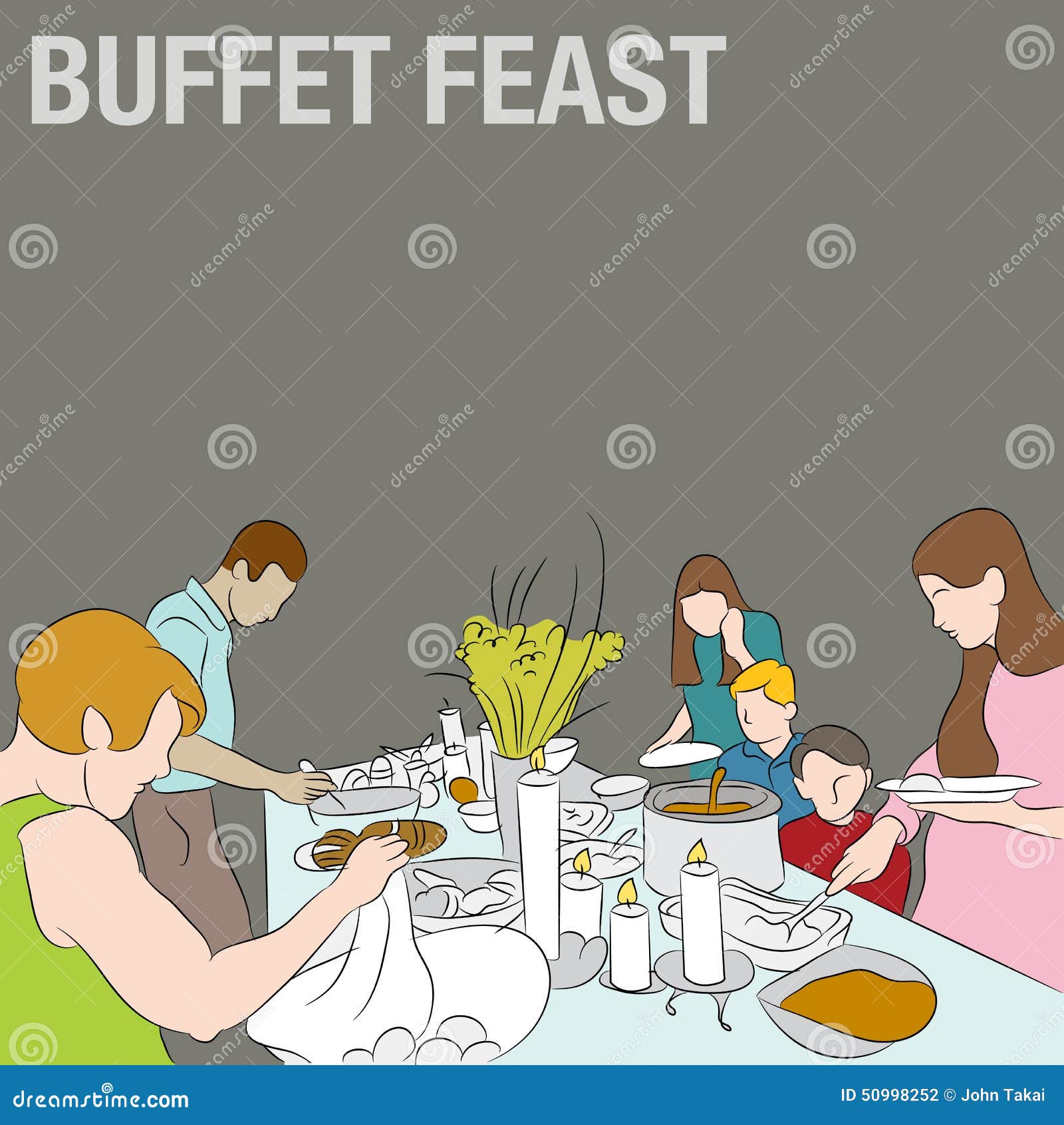 People in Buffet Line stock vector. Illustration of decorated - 50998252