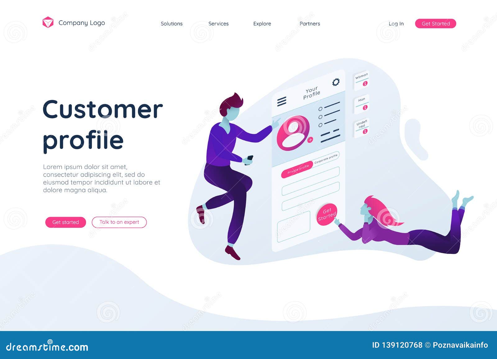 People Build a Customer Profile in a Mobile Application Fly in Air ...