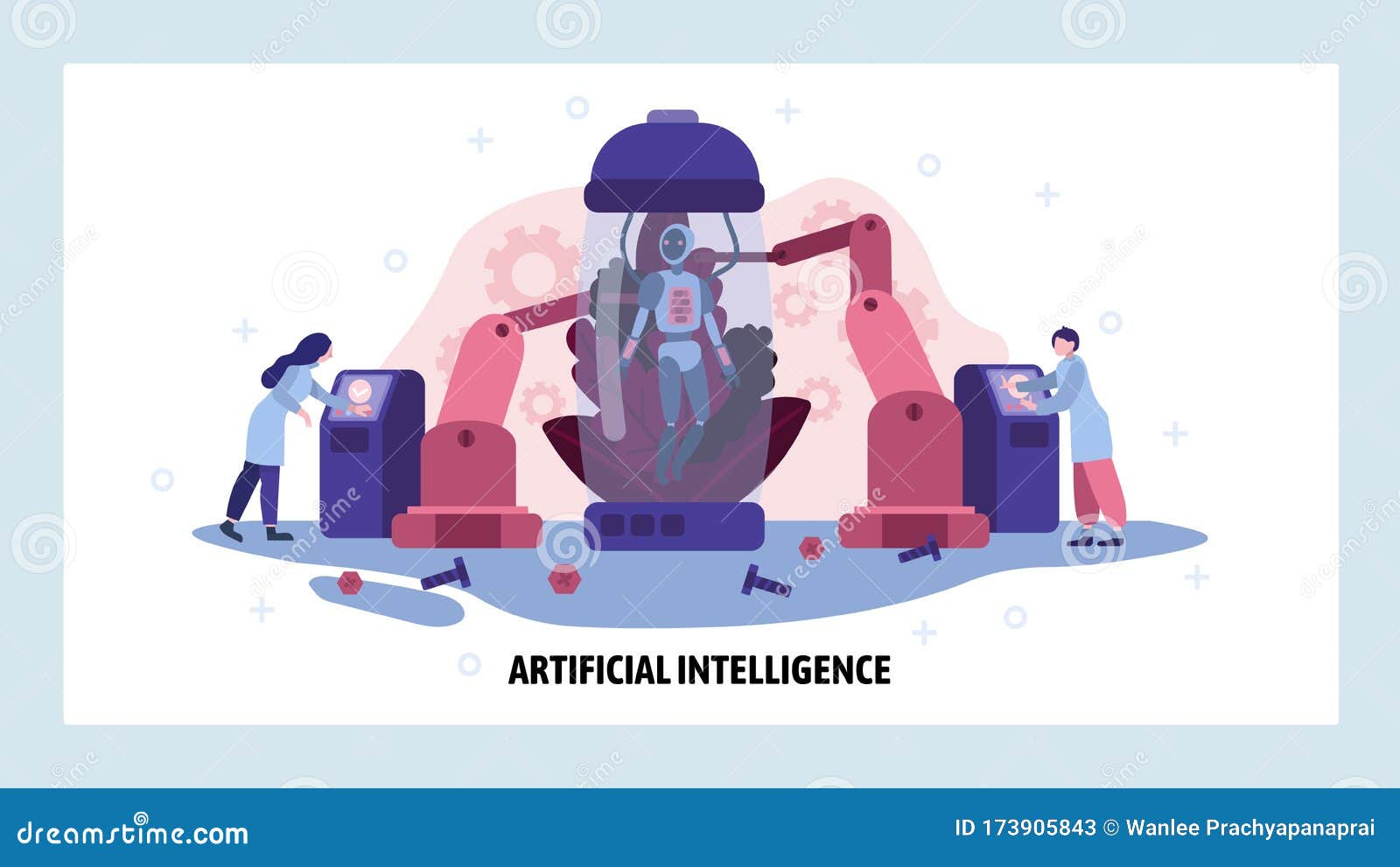 People Build Robot with Artificial Intelligence. AI Technology Future ...