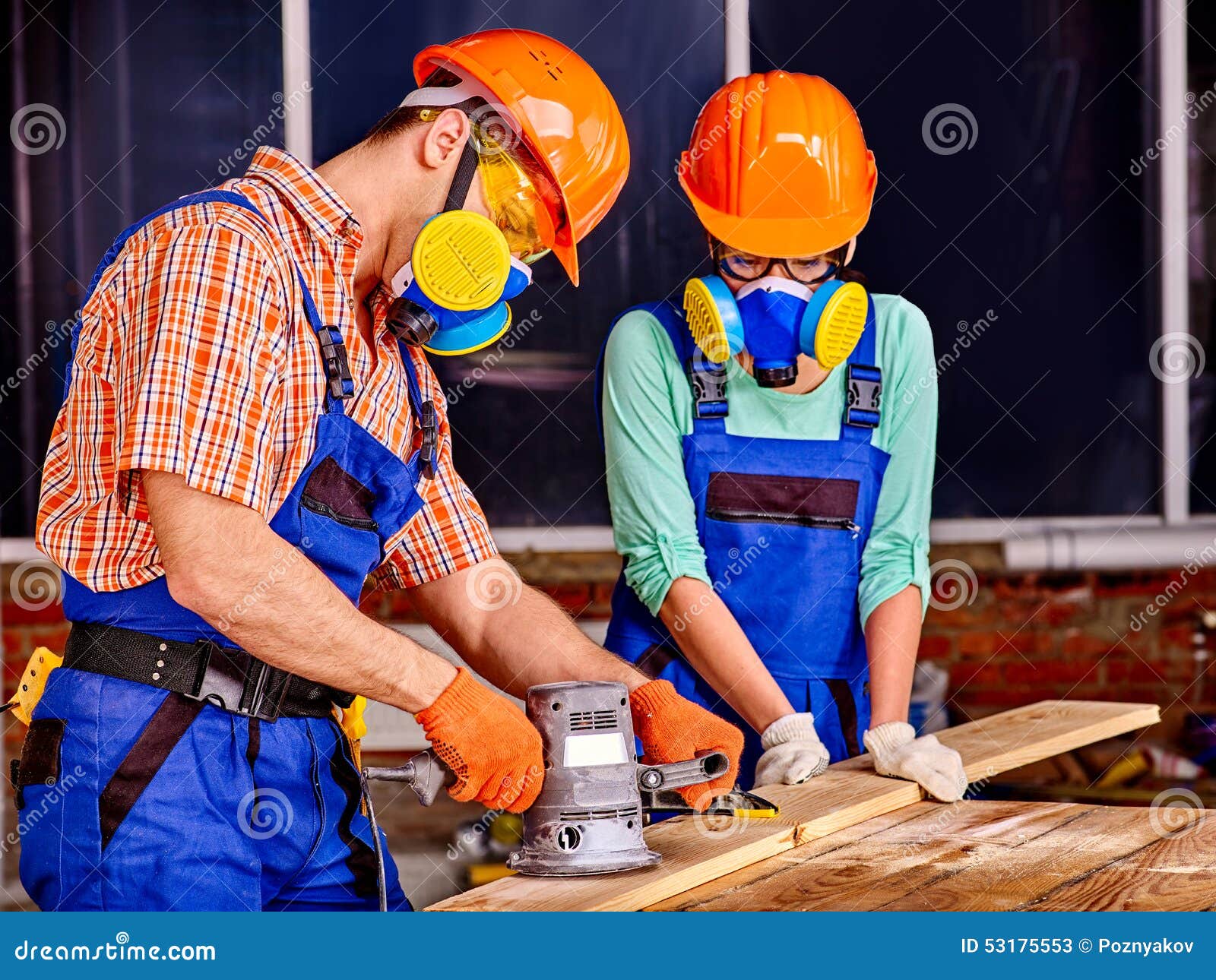 People in builder helmet stock image. Image of helmet - 53175553