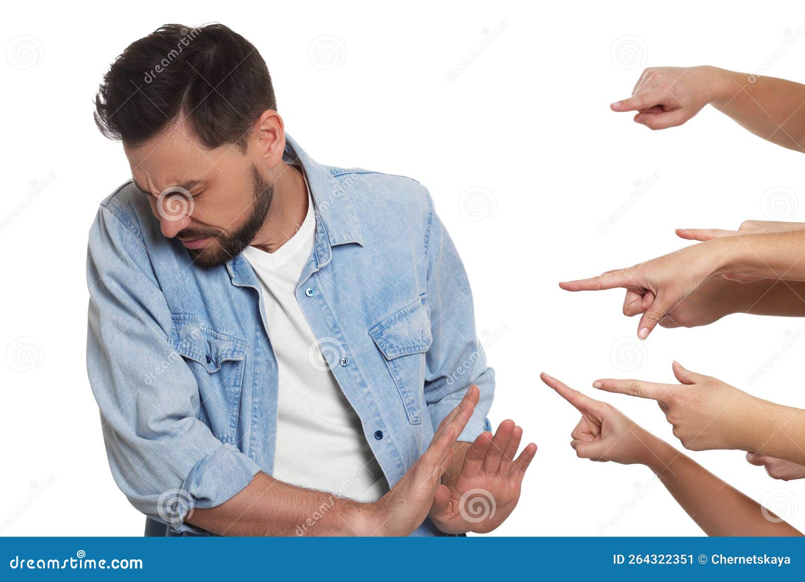 People Bullying Scared Man on White Background Stock Image - Image of ...
