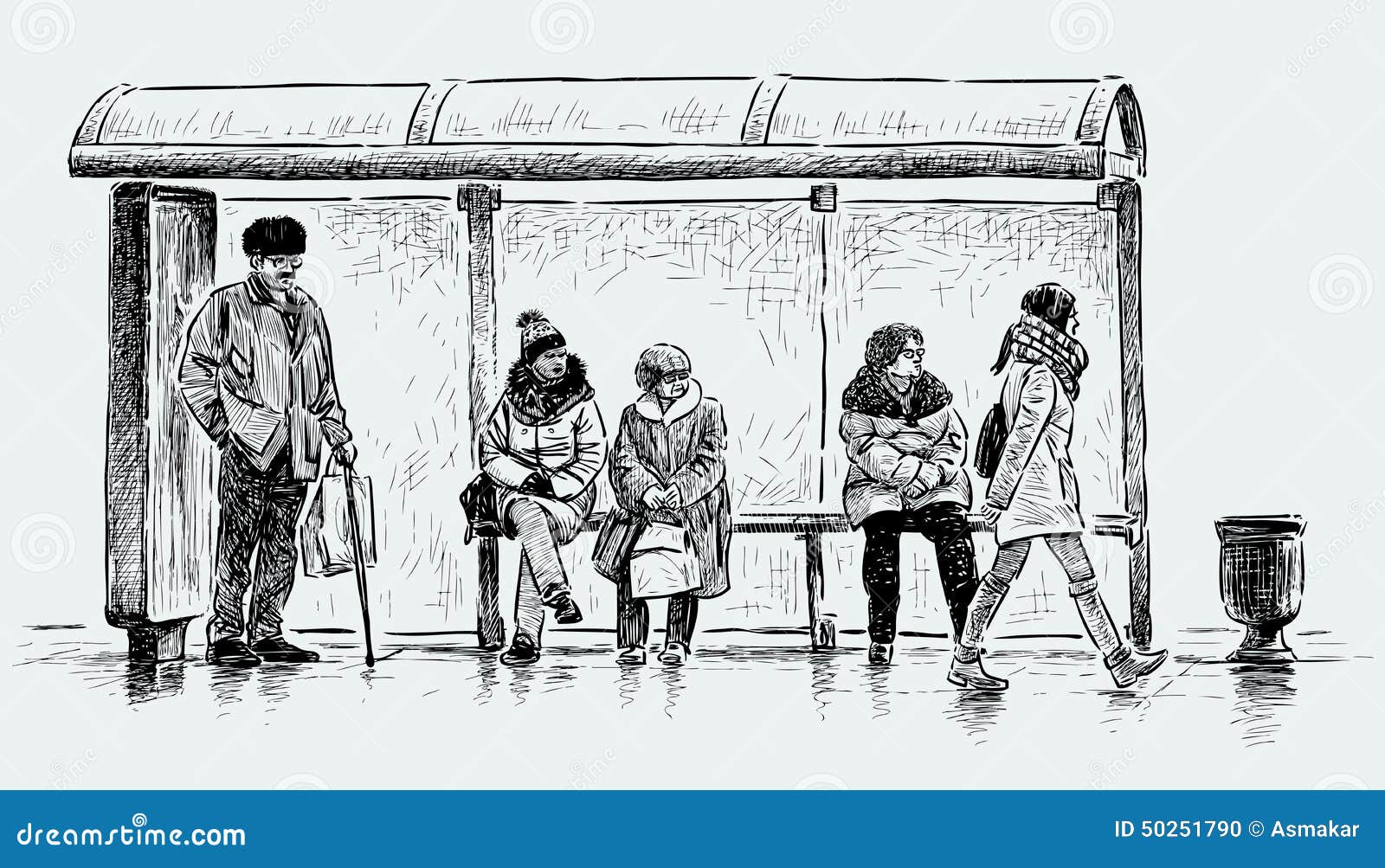 People on a bus stop stock vector. Illustration of scene - 50251790 People on a bus stop stock vector. Illustration of scene - 50251790