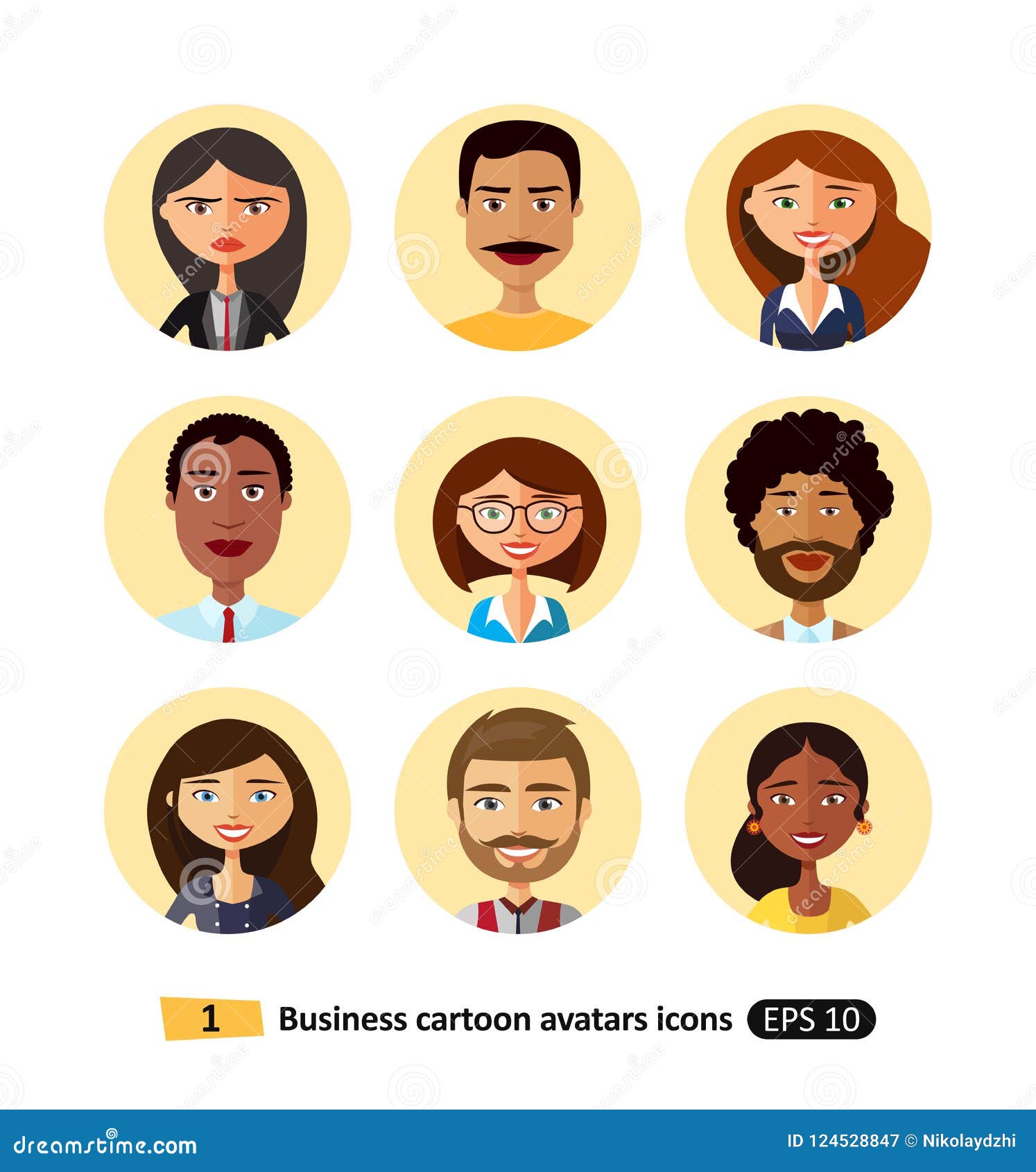 People Business Avatars Collection Flat Icons of Workers Team Stock ...