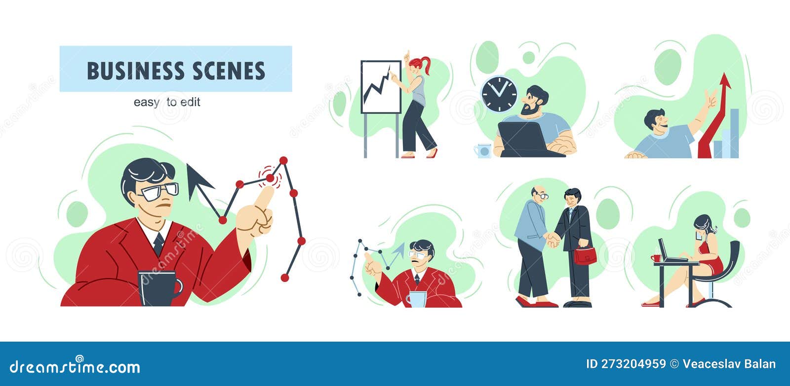 People and Business. Collection of Illustrations on the Theme of ...