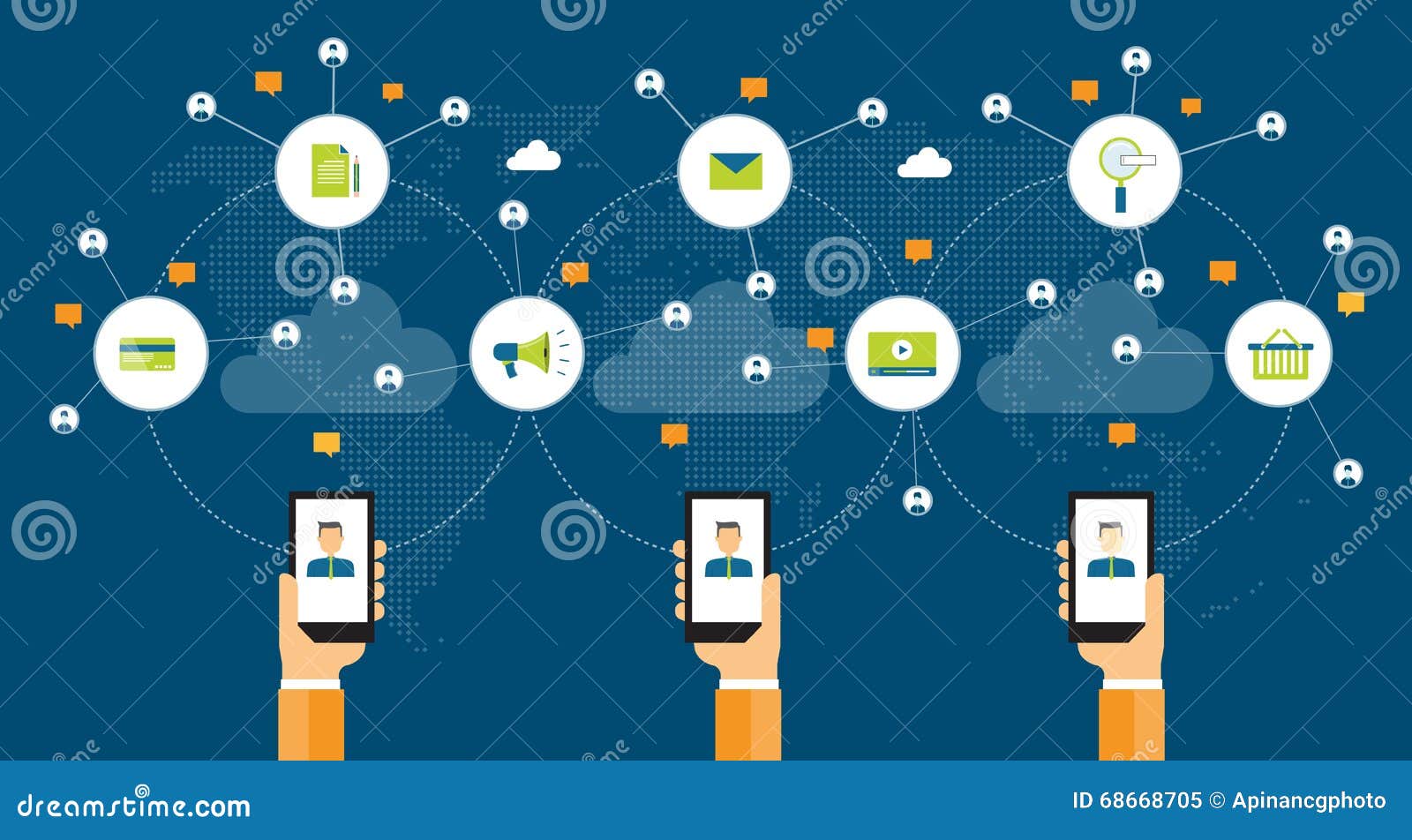 People Business Online Connection . Mobile Online Concept Stock Vector ...