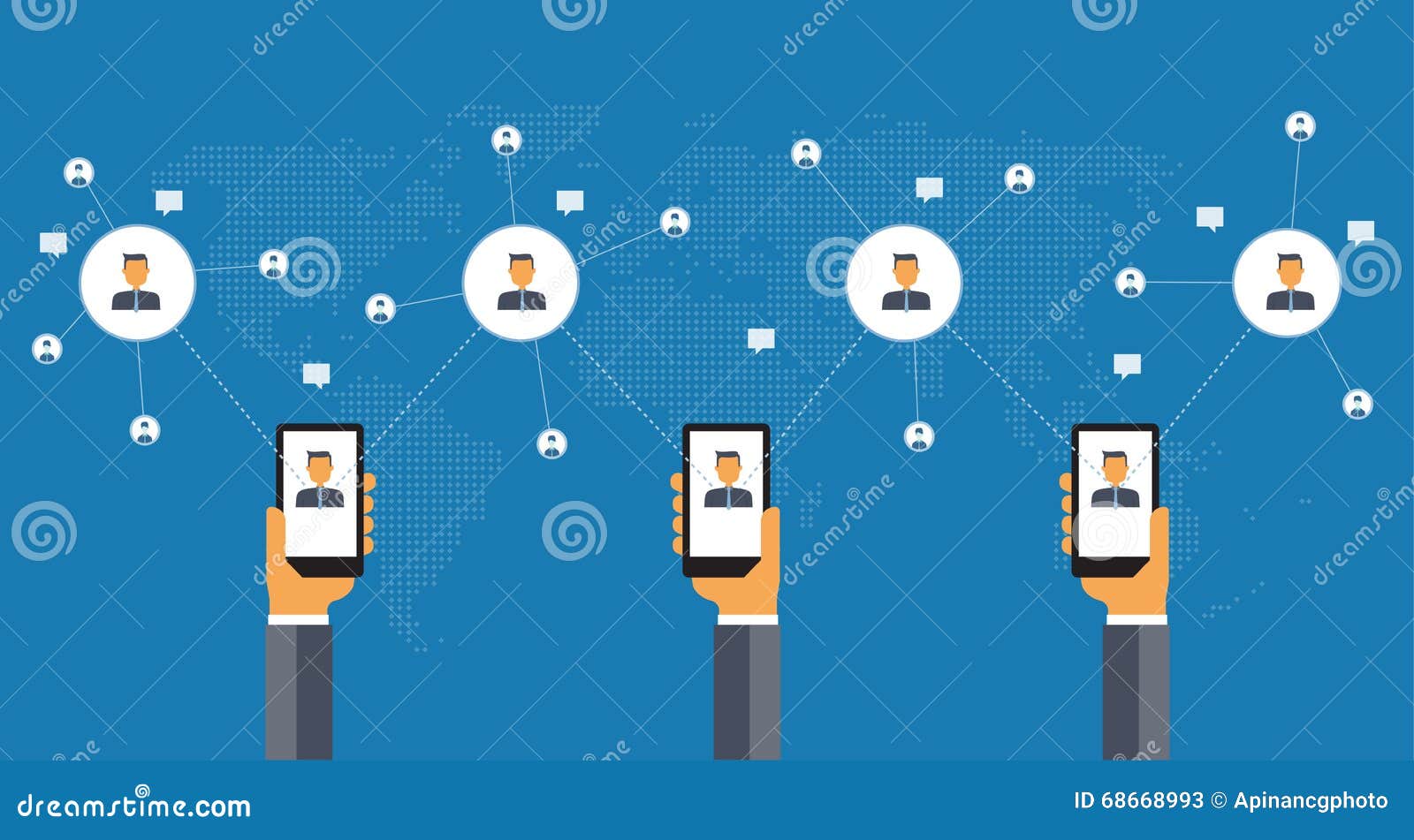 People Business Online Connection . Mobile Online Concept Stock Vector ...