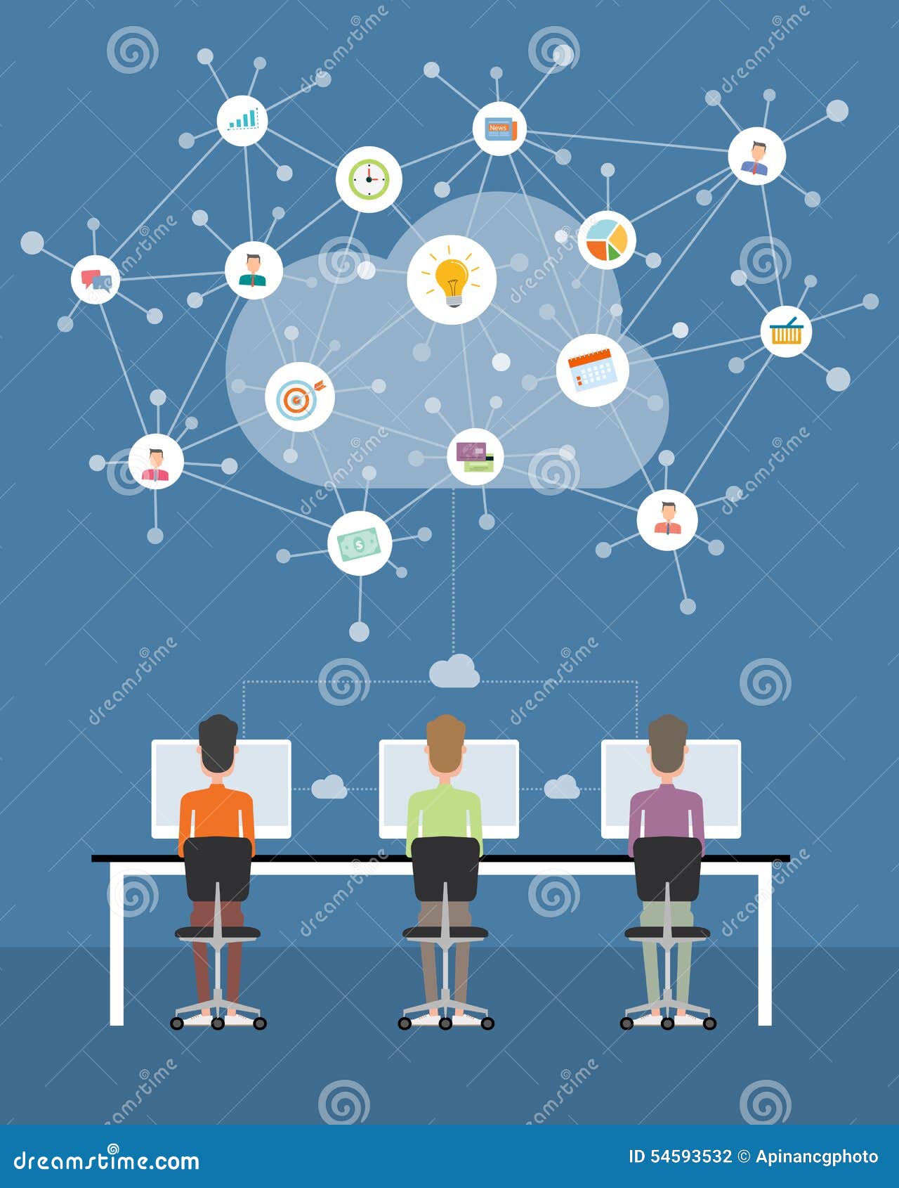 People Business Working on Cloud Network Connection Stock Vector ...