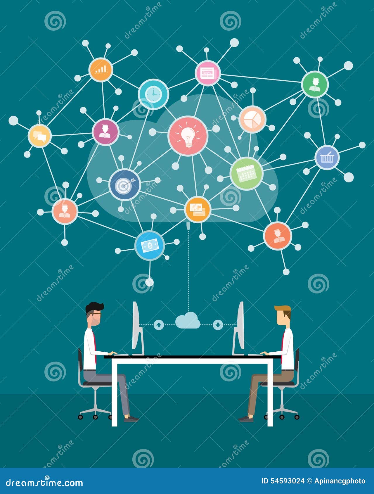 People Business Working on Cloud Network Stock Vector - Illustration of ...