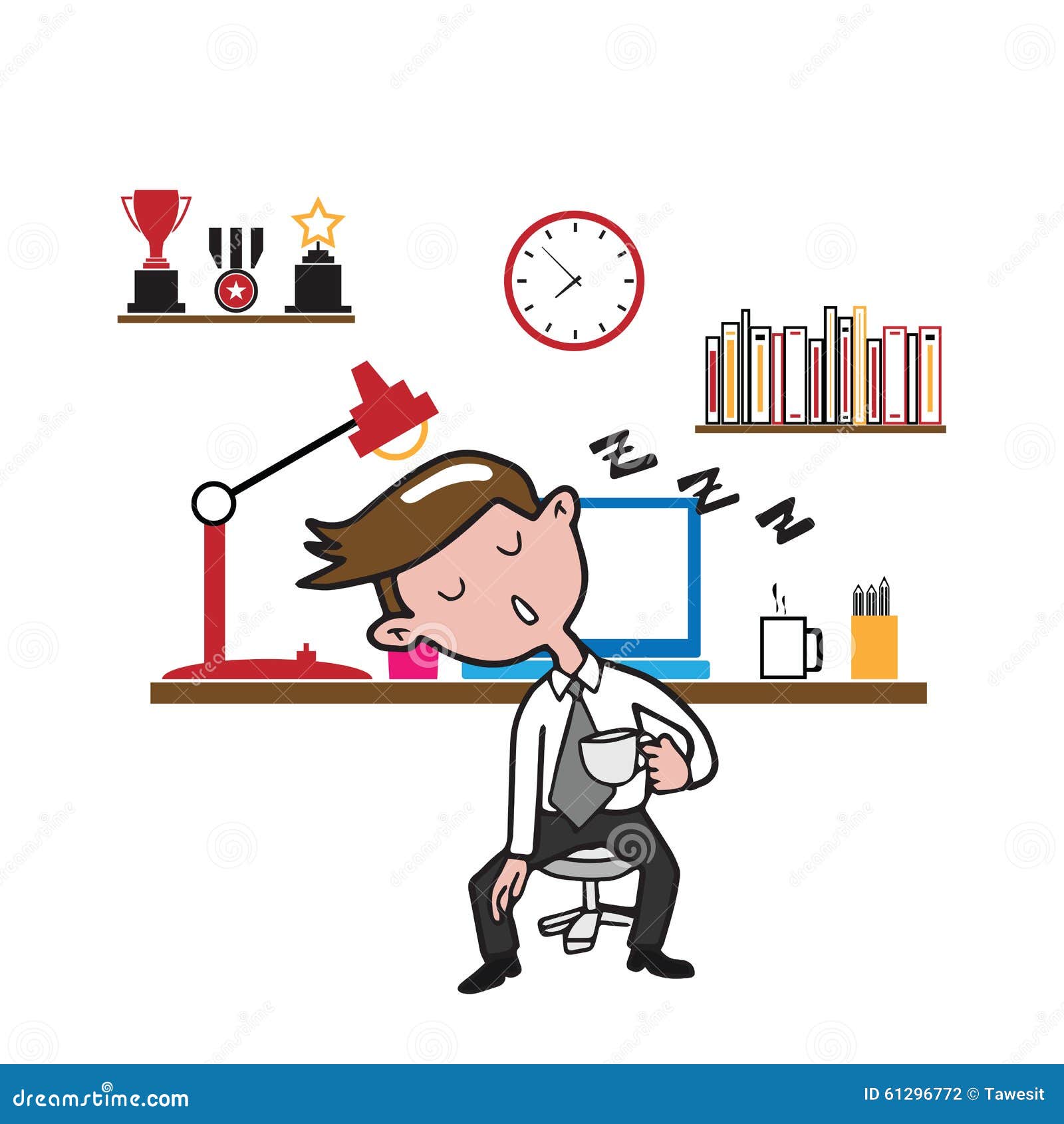 People Businessman Napping in Office Stock Vector - Illustration of ...