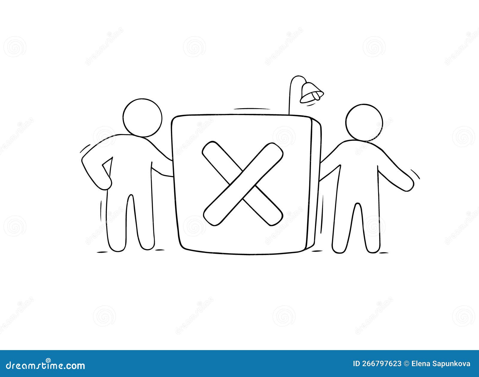 People with Button with Red Cross Sign, X Mark Stock Vector ...