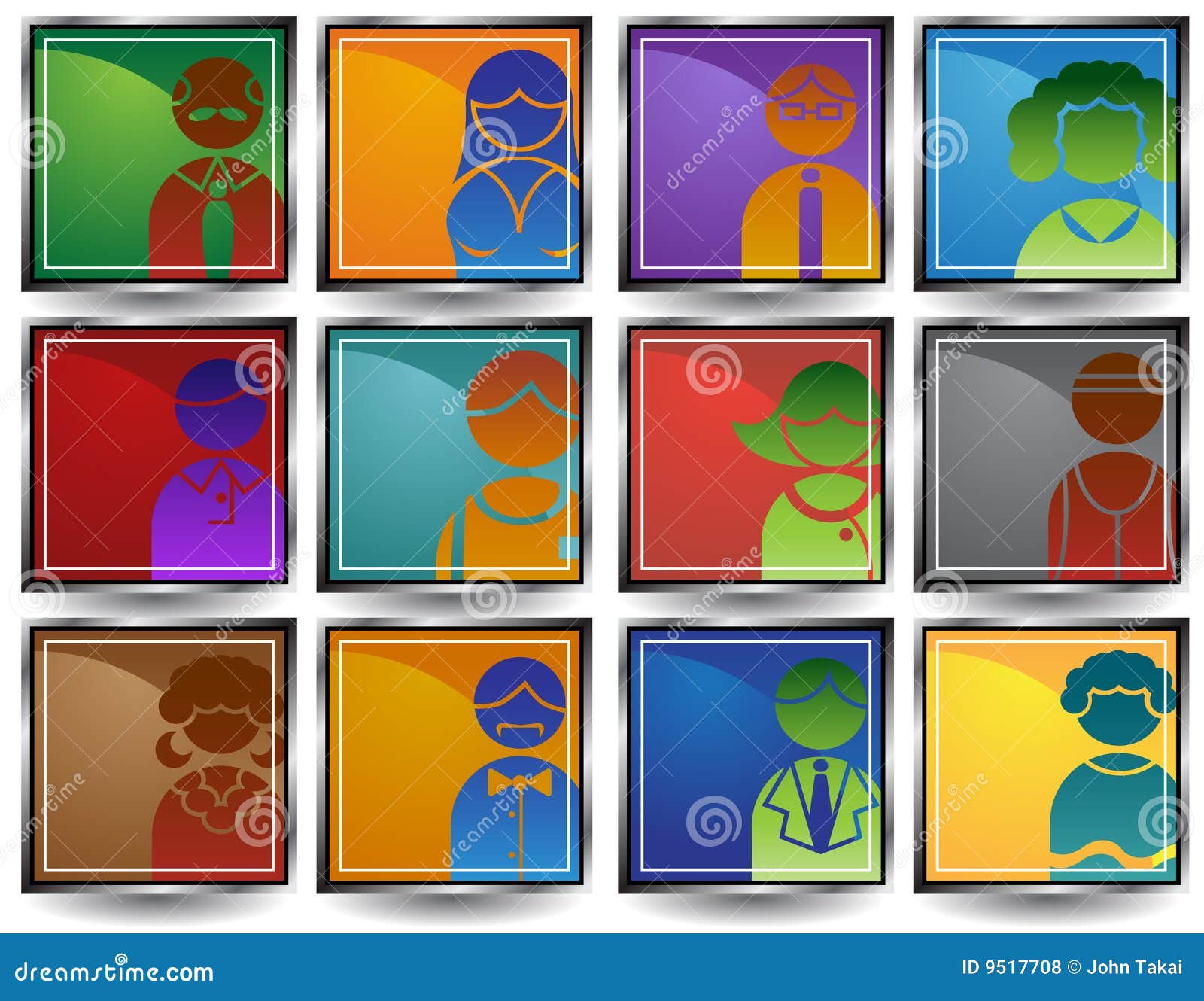 People Buttons stock vector. Illustration of diverse, female - 9517708