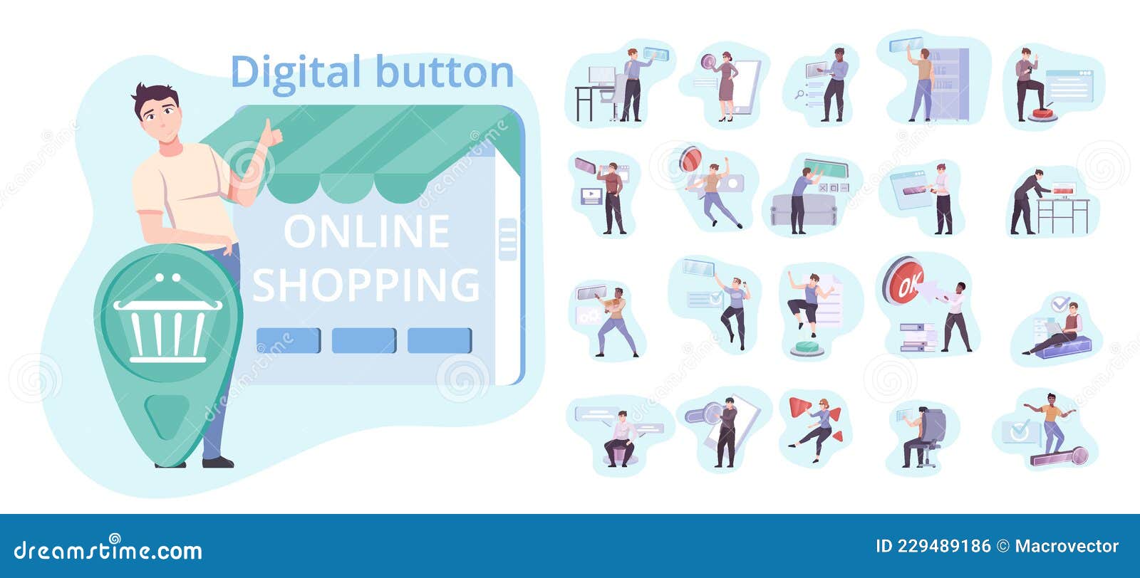 People and Buttons Set stock vector. Illustration of ecommerce - 229489186