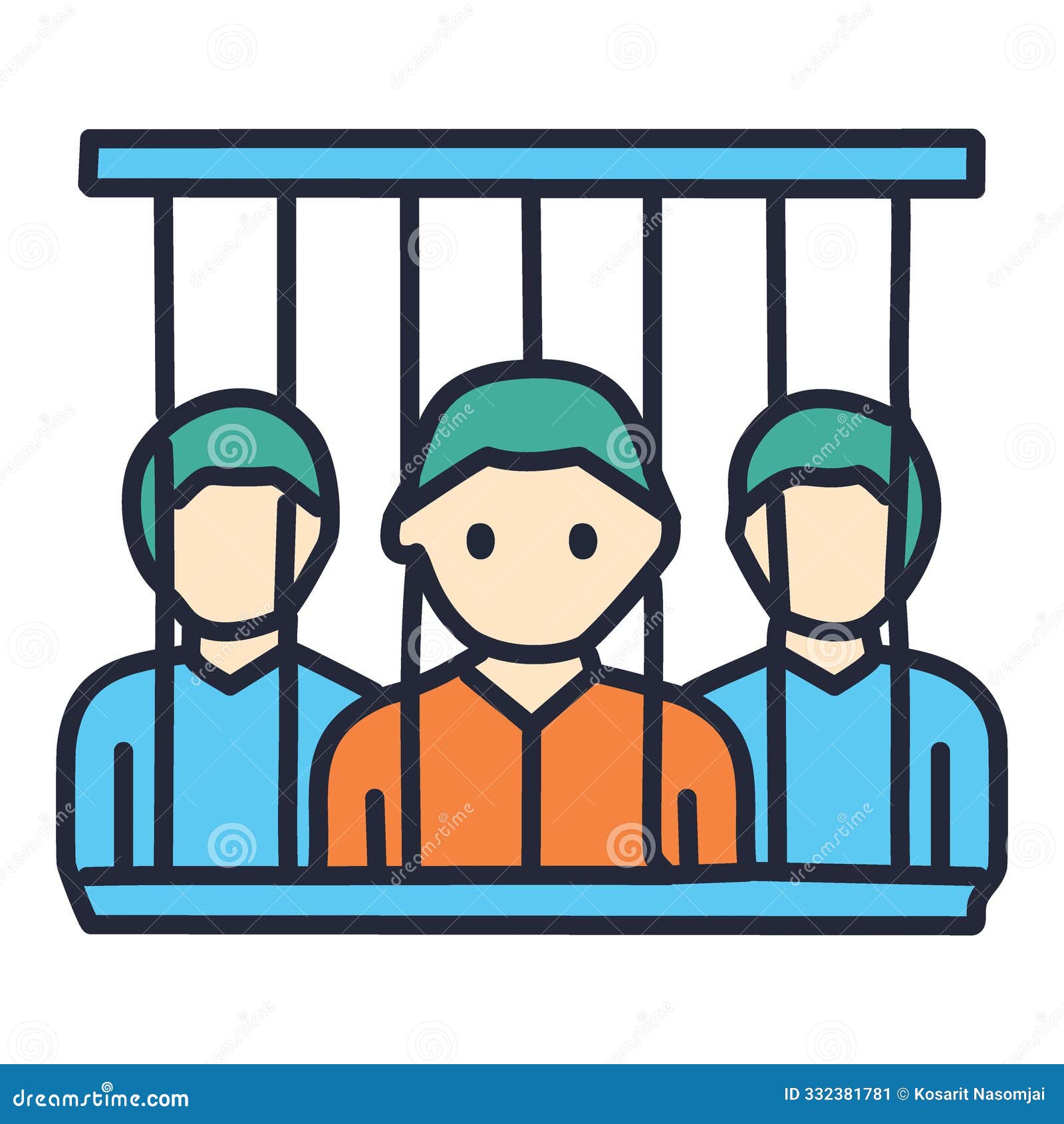 People in a Cage Illustration. Colorful Vector Illustration of Three ...
