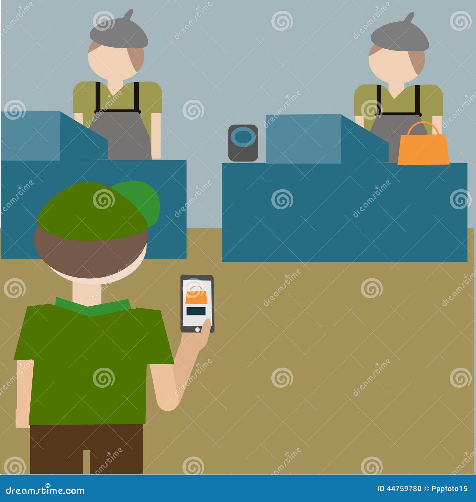 People Can Order Goods from Mobile Stock Vector - Illustration of ...