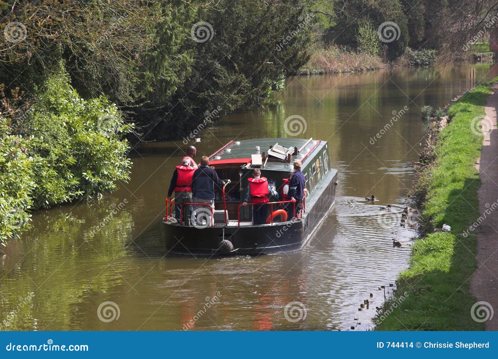 People on canal boat stock photo. Image of boat, active - 744414
