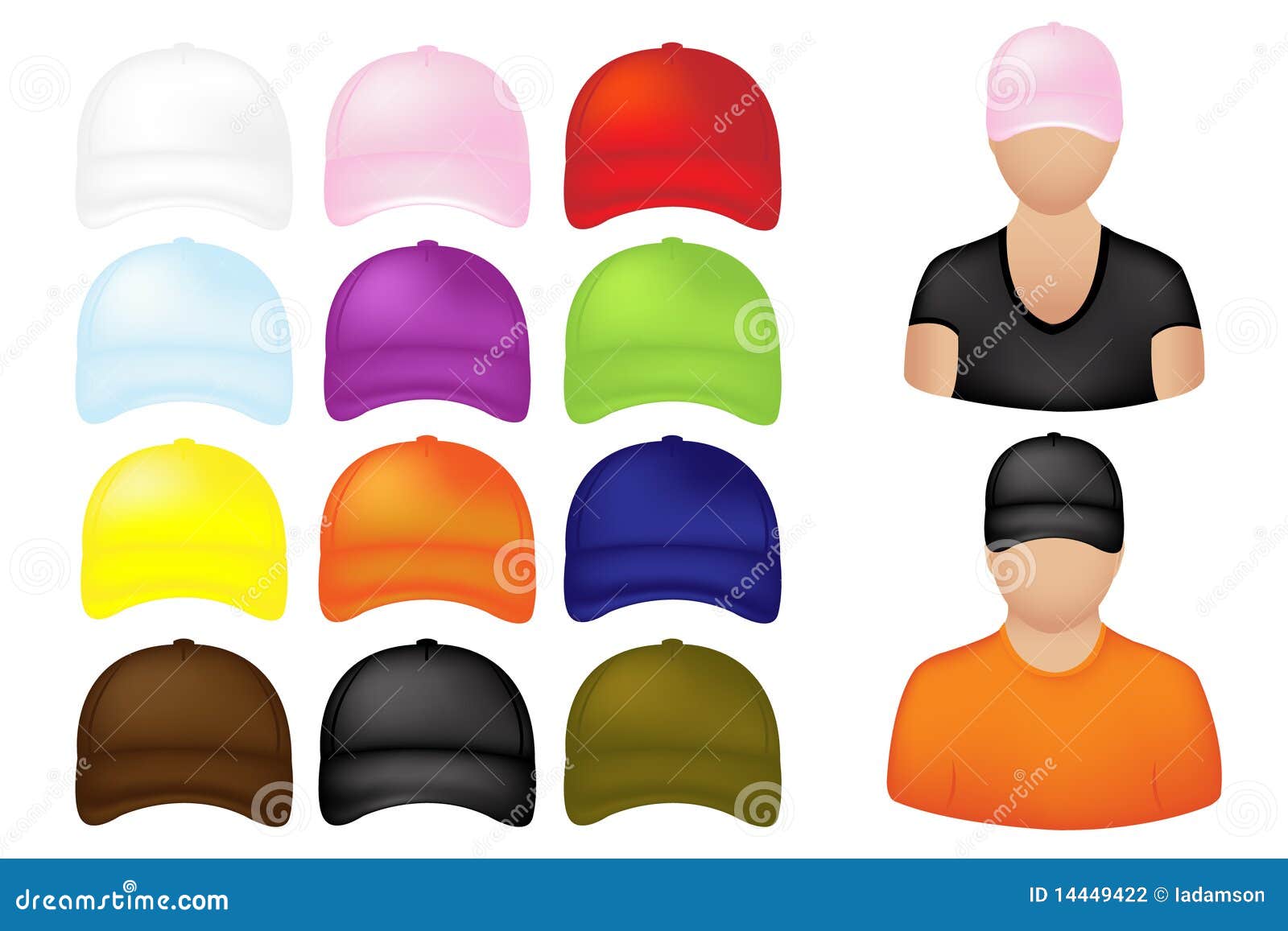 People in Caps Icons. Vector Stock Vector - Illustration of maid ...