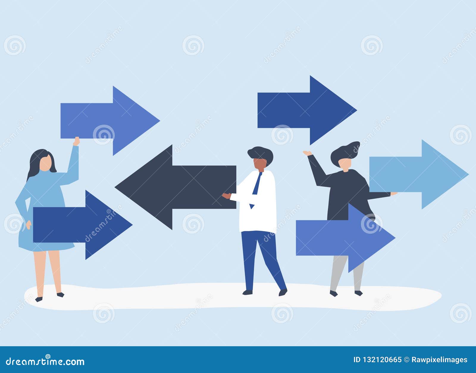 People Carrying Arrows in the Opposite Directions Stock Vector ...