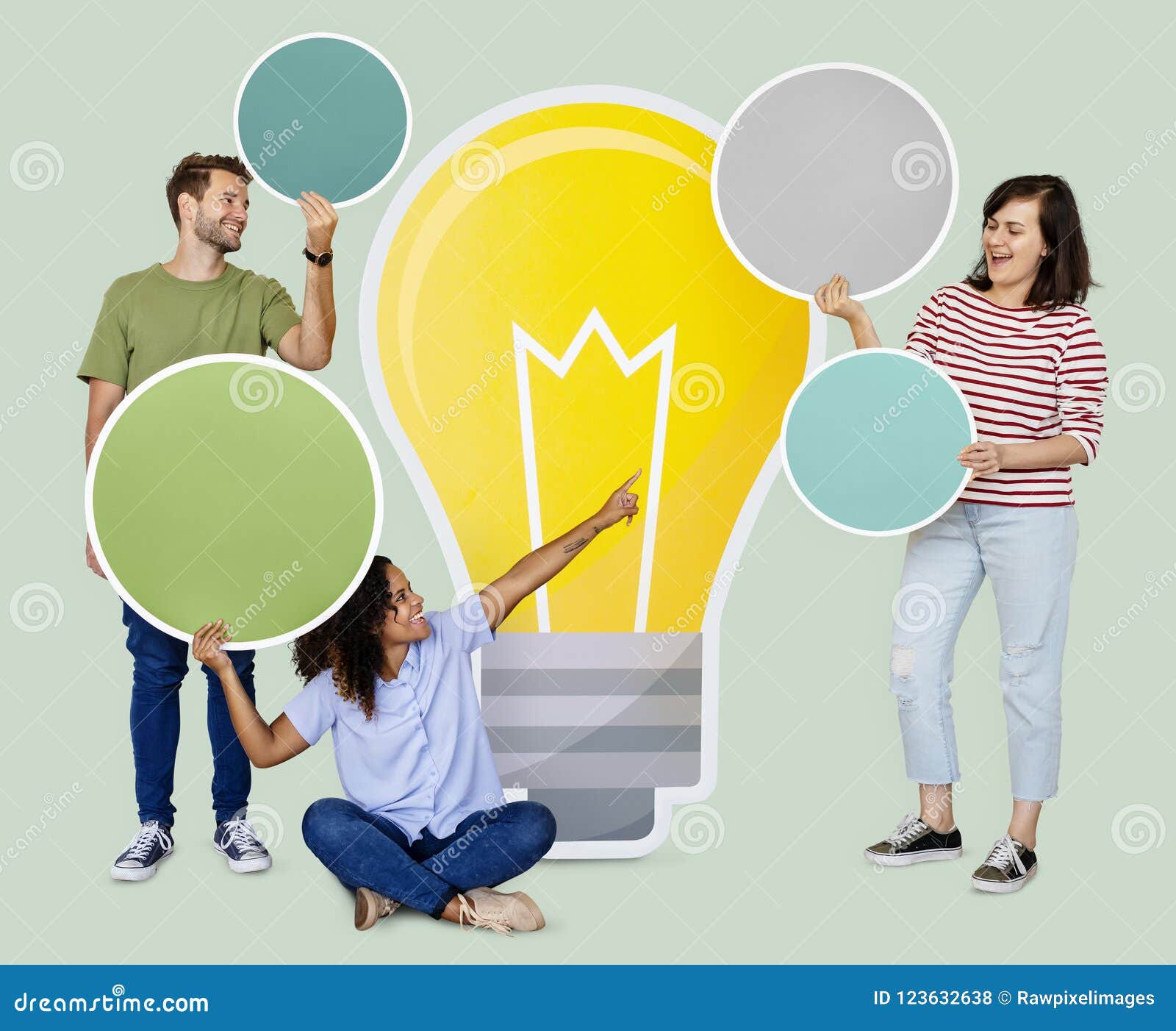 People Carrying Light Bulb Icons Stock Photo - Image of fresh, green ...