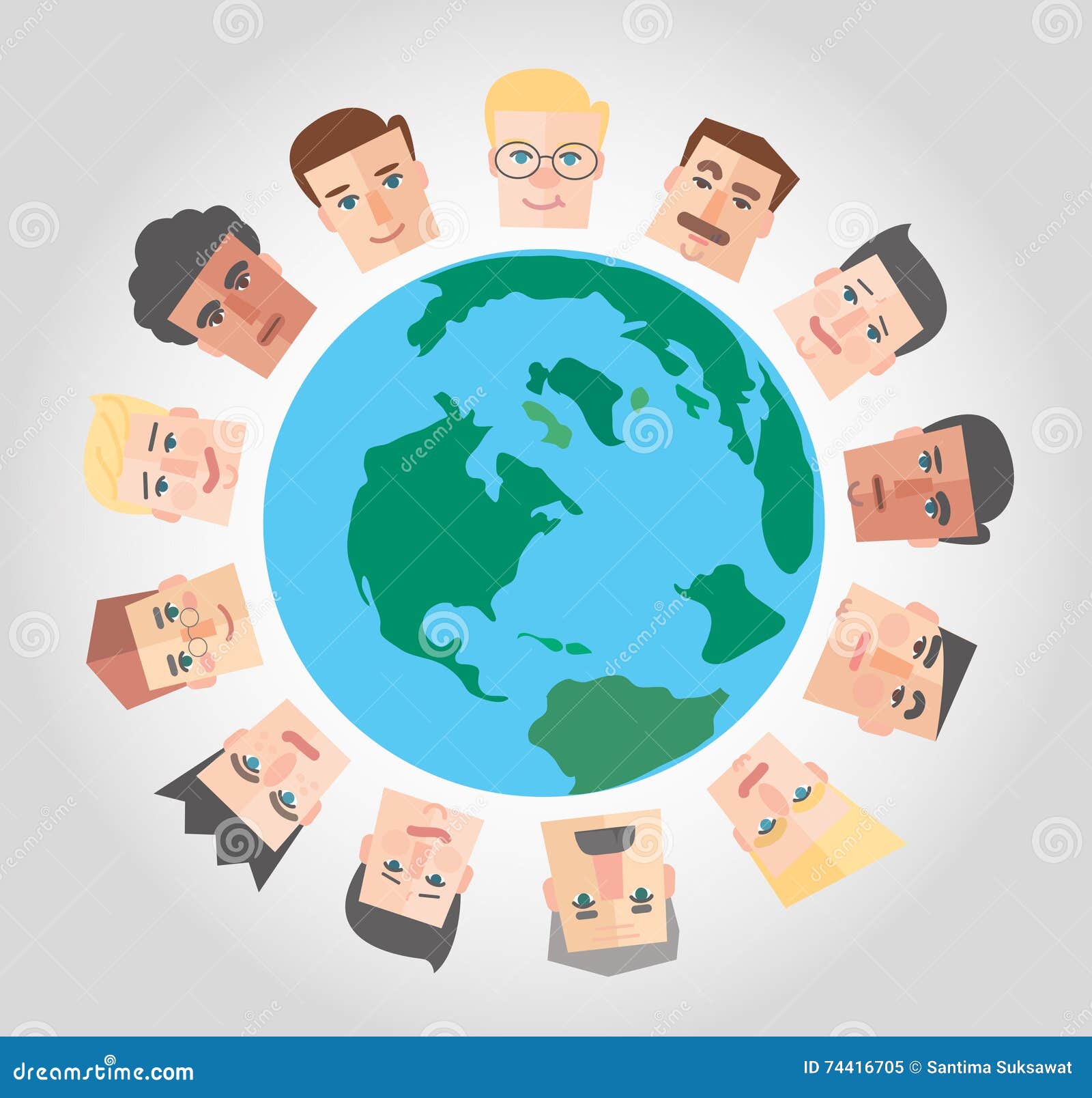 People Cartoon Around the World Background Vector Stock Vector ...