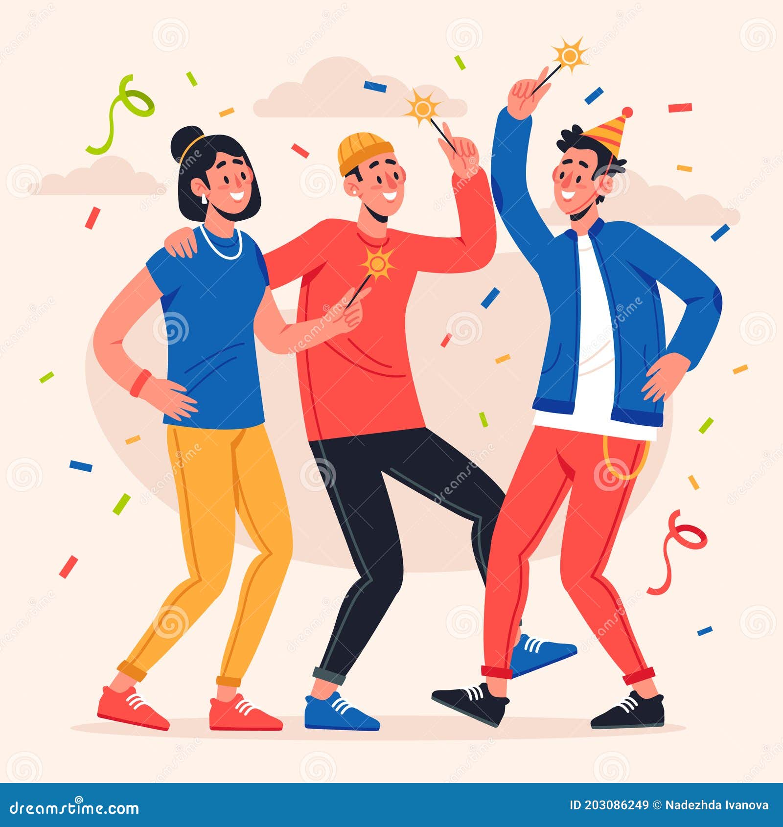 People Celebrating Together Vector Illustration Stock Illustration ...