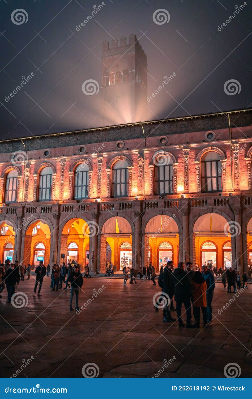 People on the Central Square of Bologna in the Evening, Italy Editorial ...