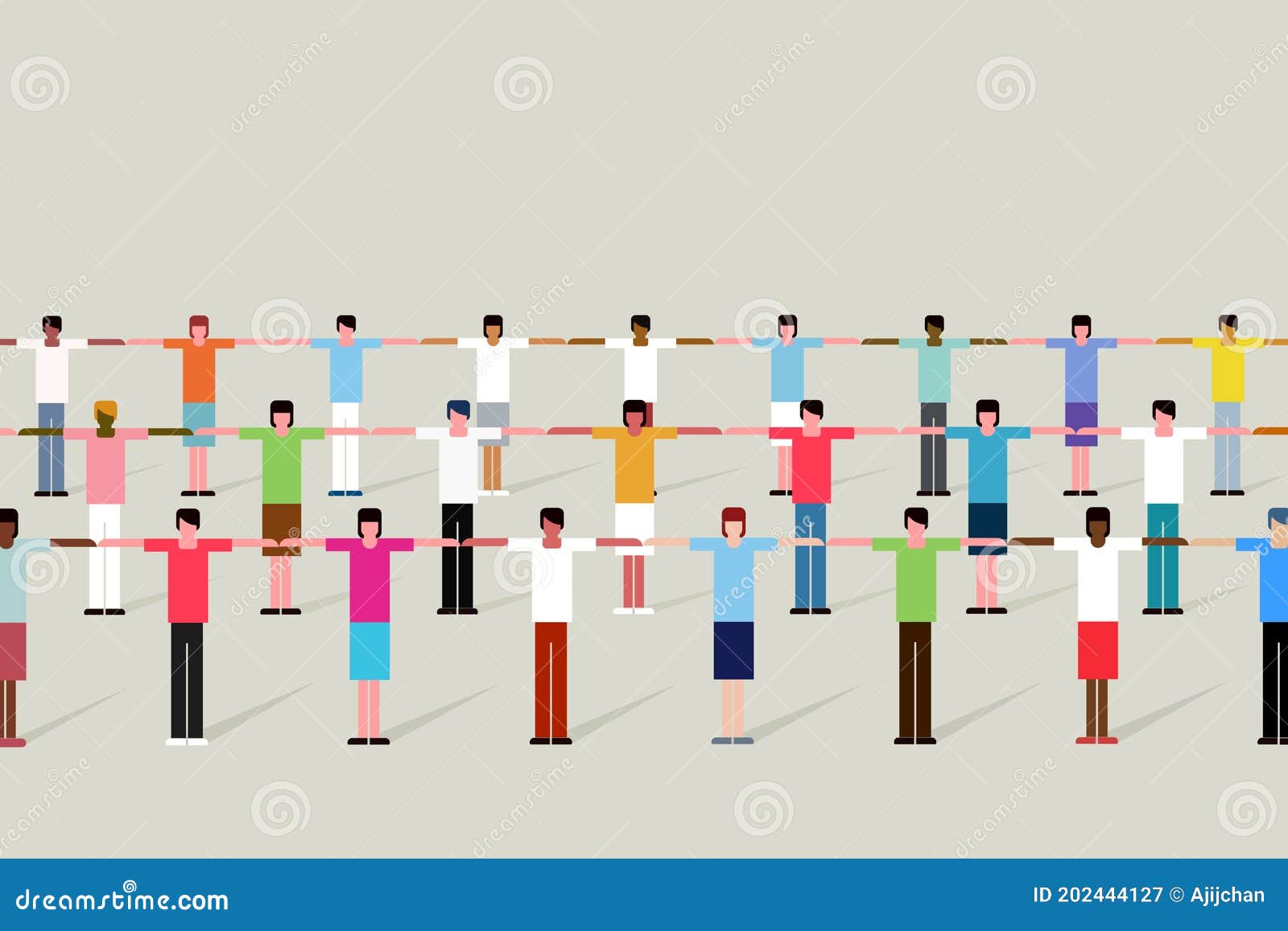 People Stand in Lines with Their Hands Holding Together Forming a Human ...