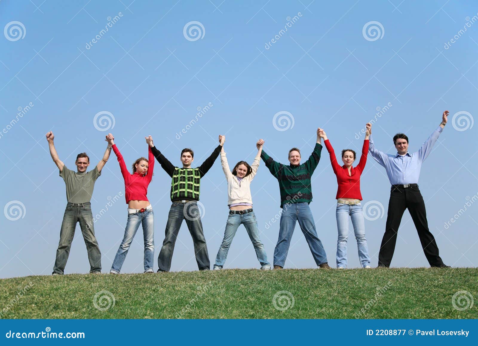 People chain stock image. Image of grass, female, caucasian - 2208877