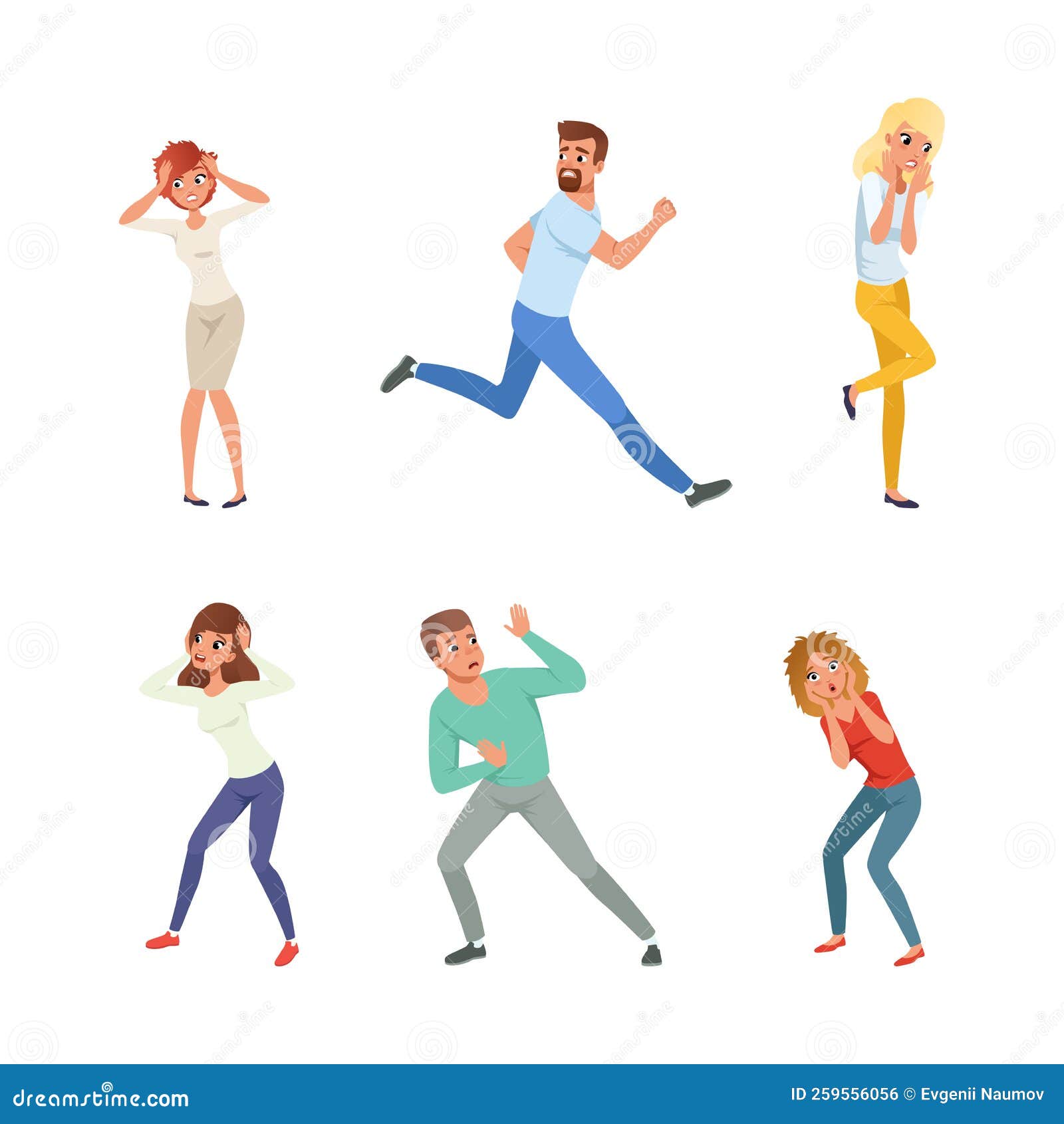 People Character Afraid of Something Feeling Scared and Terrified ...