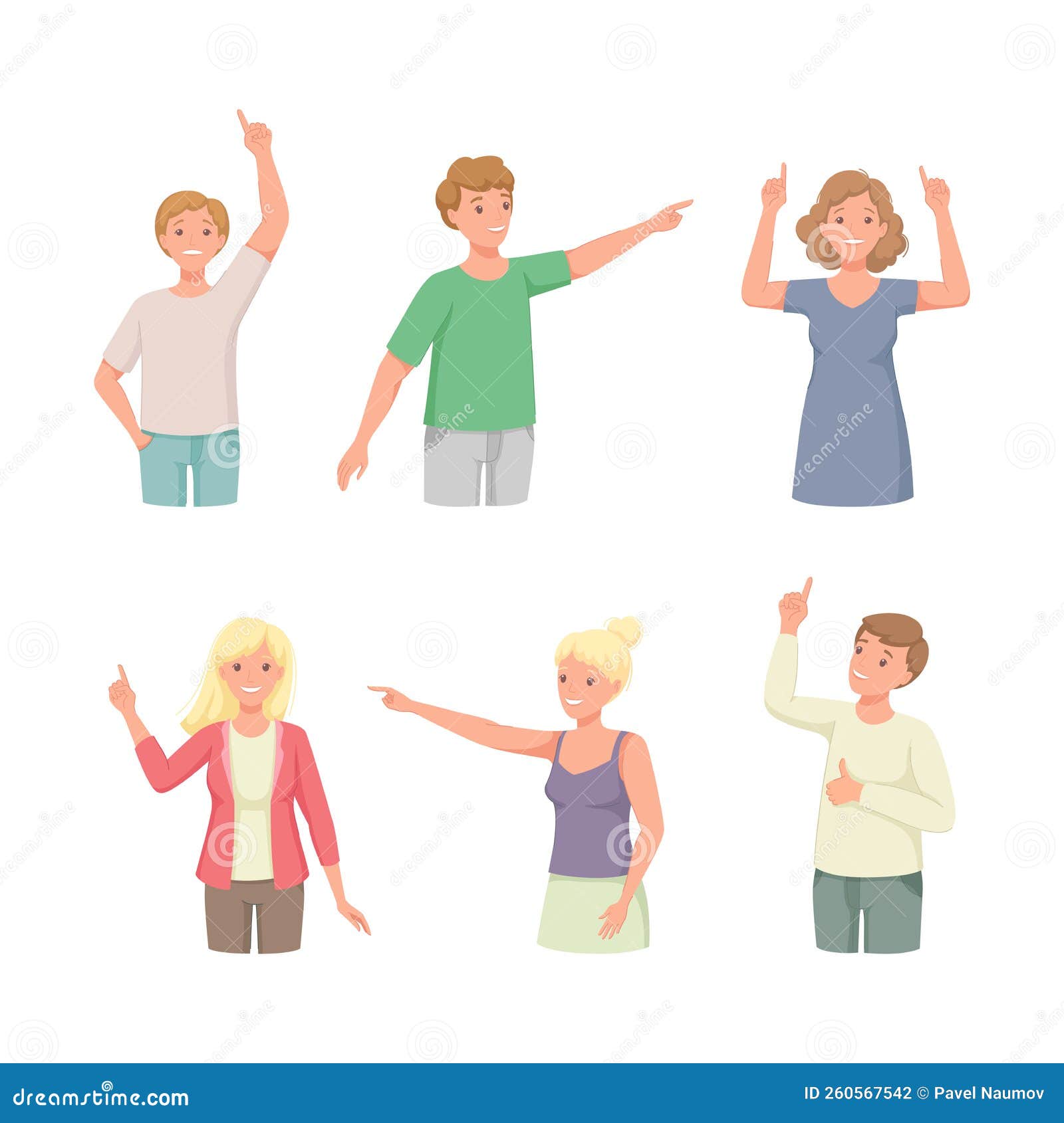 People Character Indicating Something Pointing with Index Finger As ...